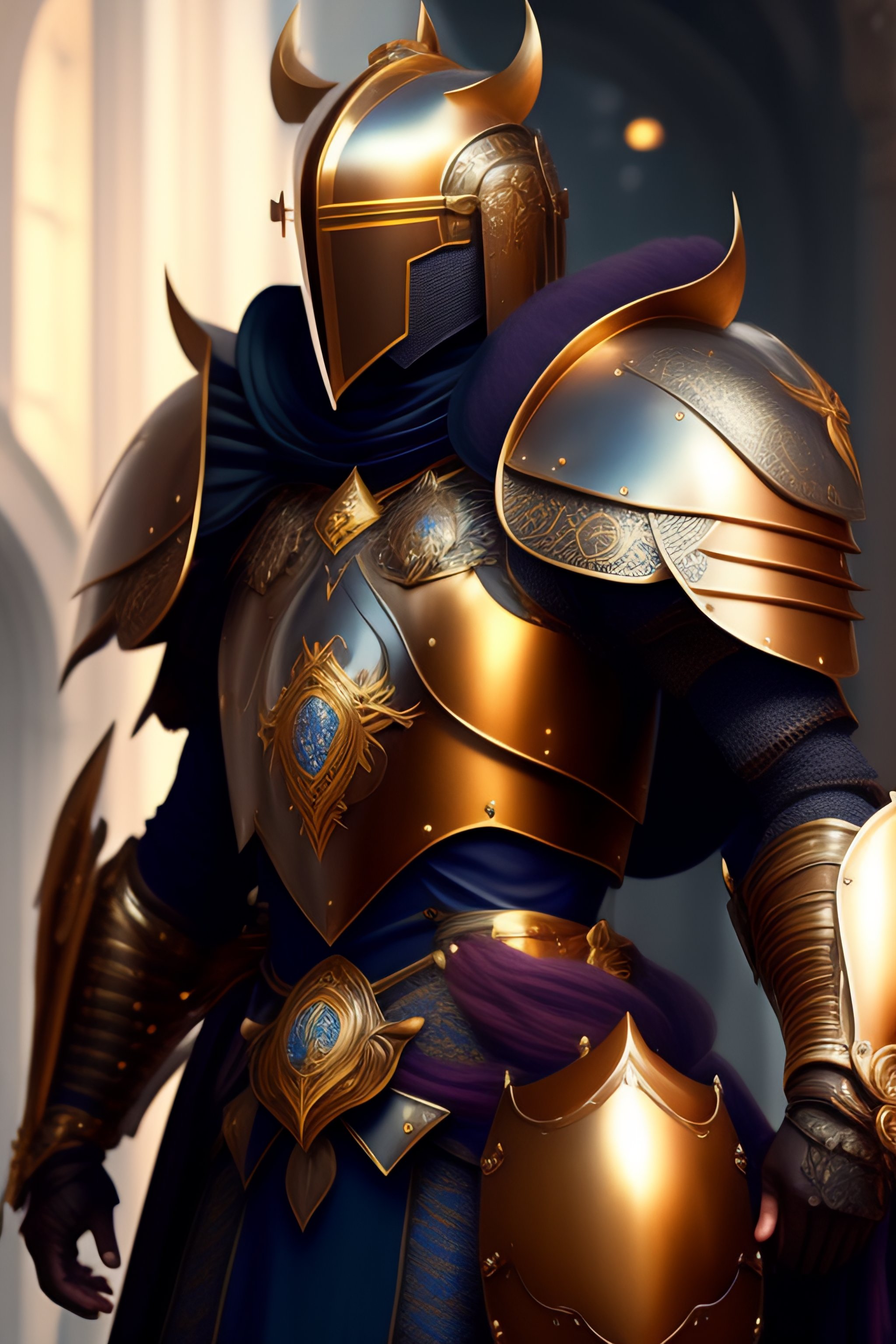 Lexica - Painting of a Knight in beetle Armor, huge Pauldrons, d & d ...