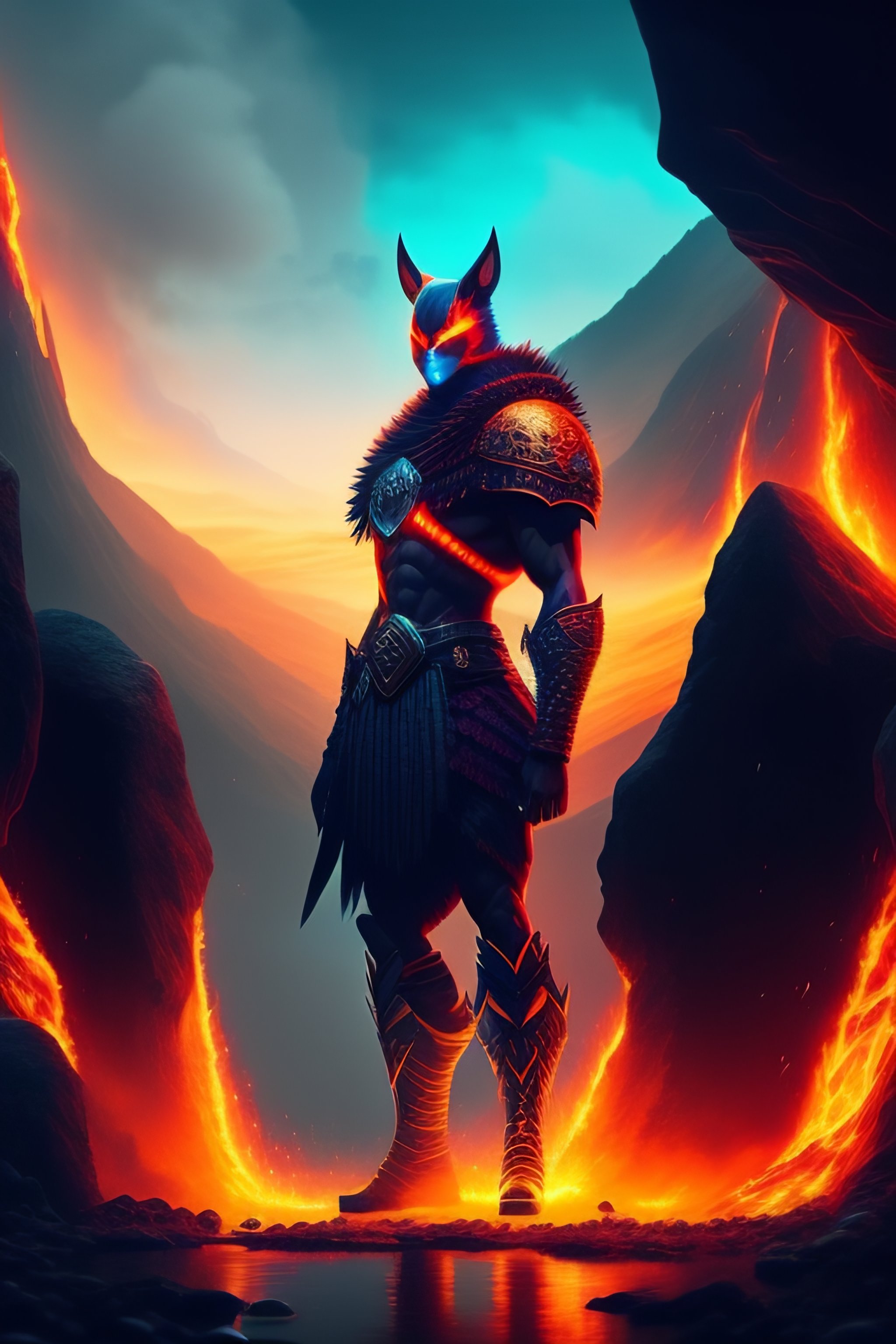 Lexica - Detailed pixel art, warrior standing before monster in cave ...