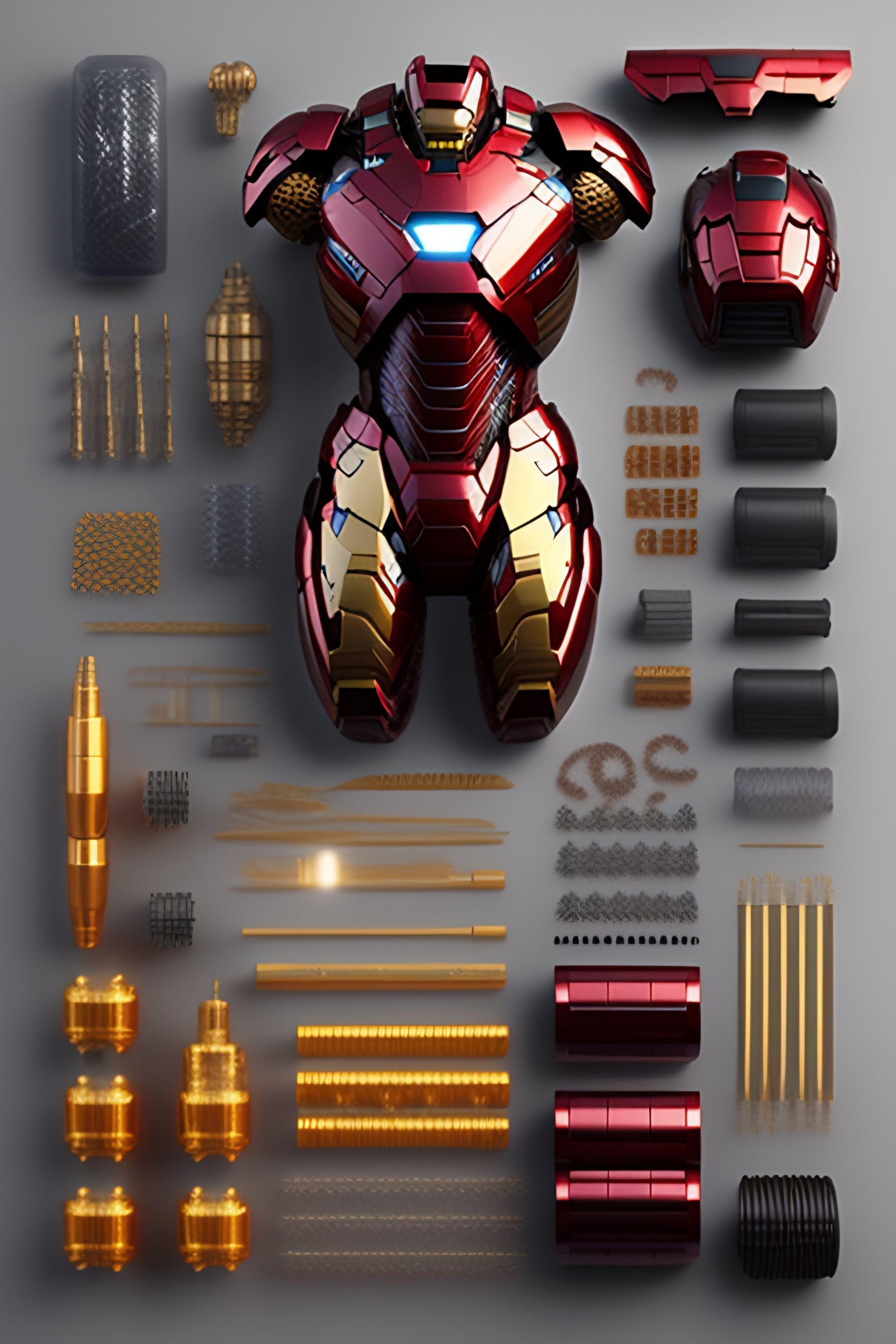 Lexica - Iron Man suit, Costumes and mechanical parts, Knolling ...