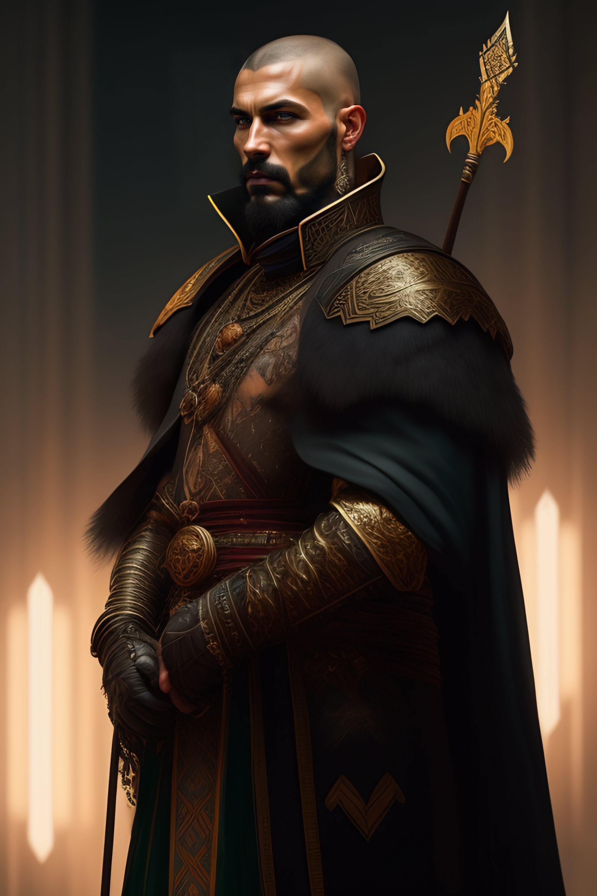 Lexica - A caucassian archer 45 years old, shaved head, punk, intricate ...