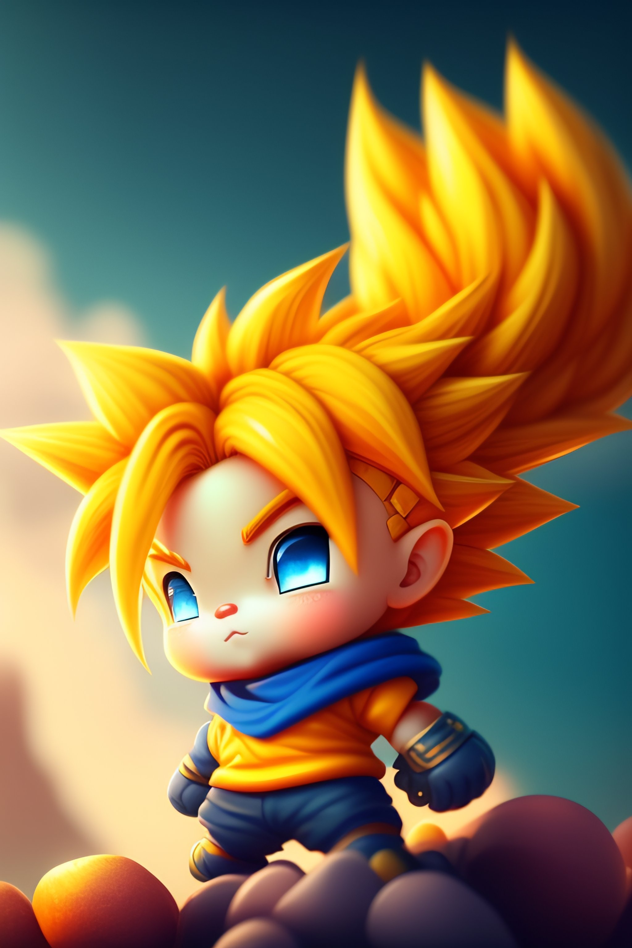 Lexica - Cute and adorable cartoon goku supersaya yellow hair baby ...