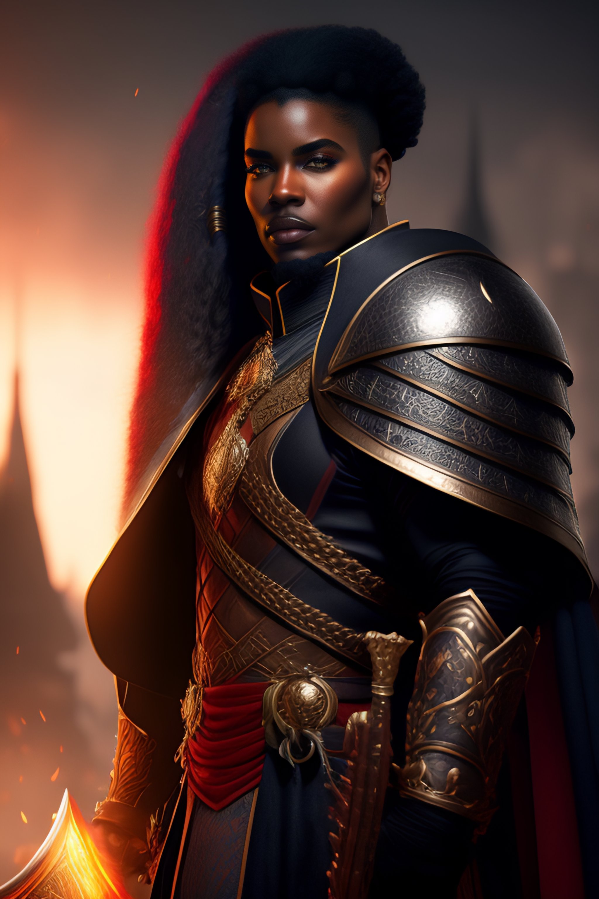 Lexica - Black cityguard, intimidating d & d character holding giant ...