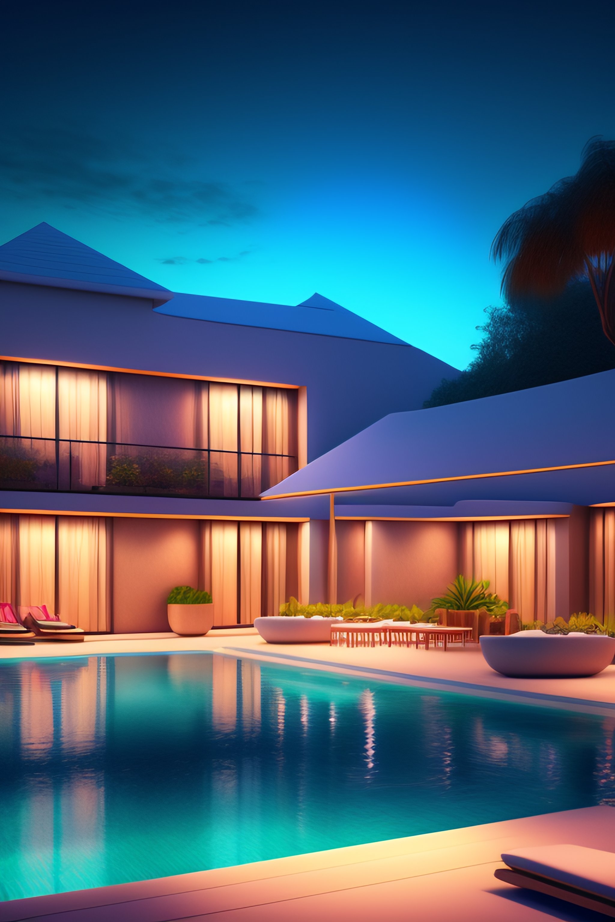 Lexica - Swimming pool filled with women wearing colorful bikinis ...