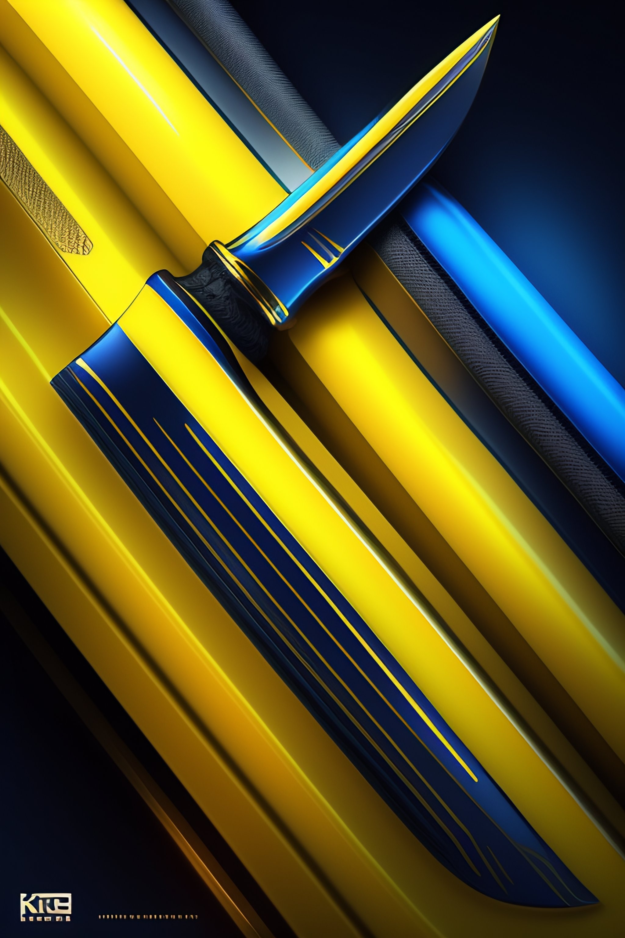 Lexica - Futuristic, blade runner themed yellow and blue sword, concept art