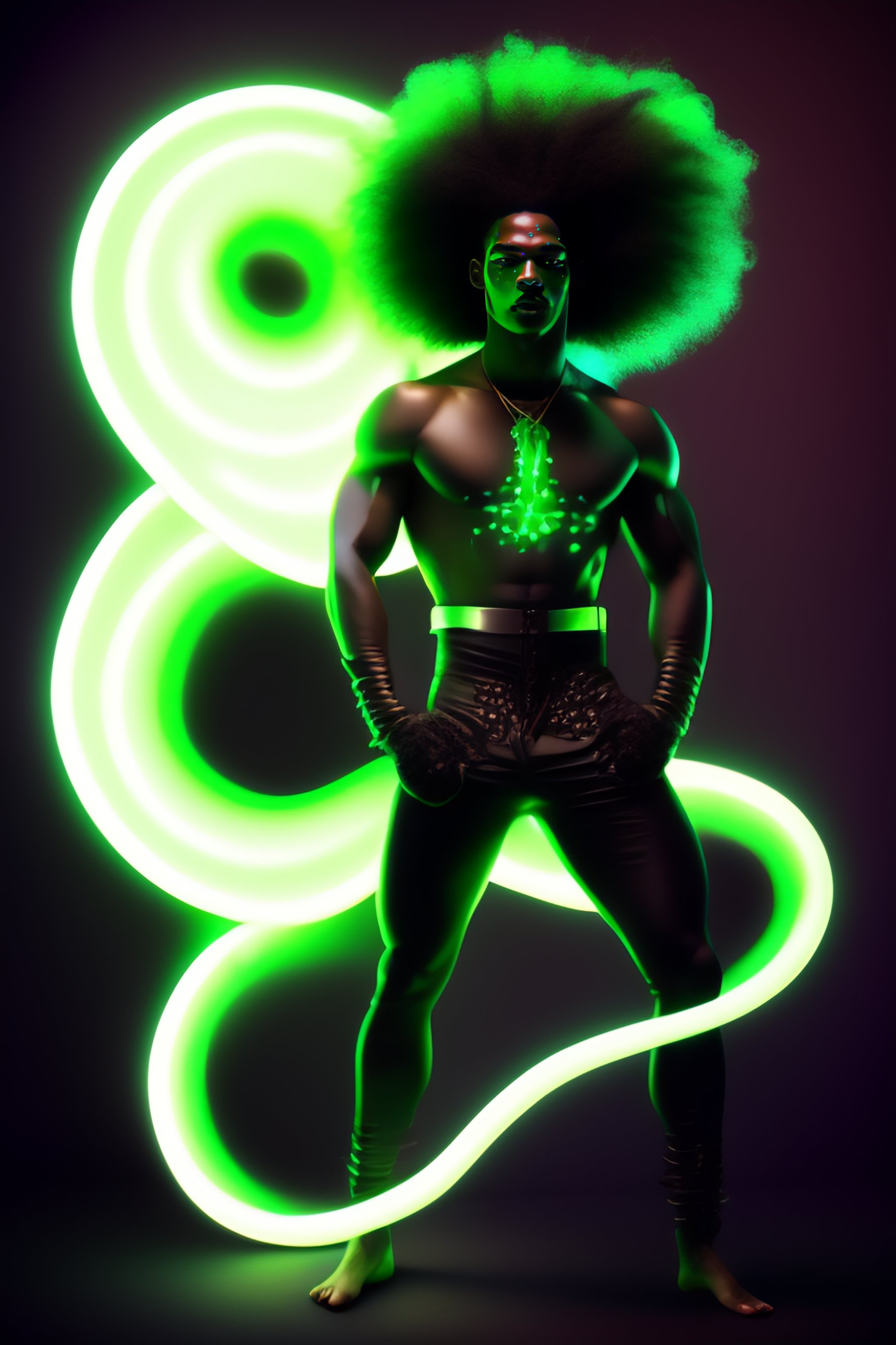 Lexica - Male full body high fashion biopunk bioluminescent giant man ...