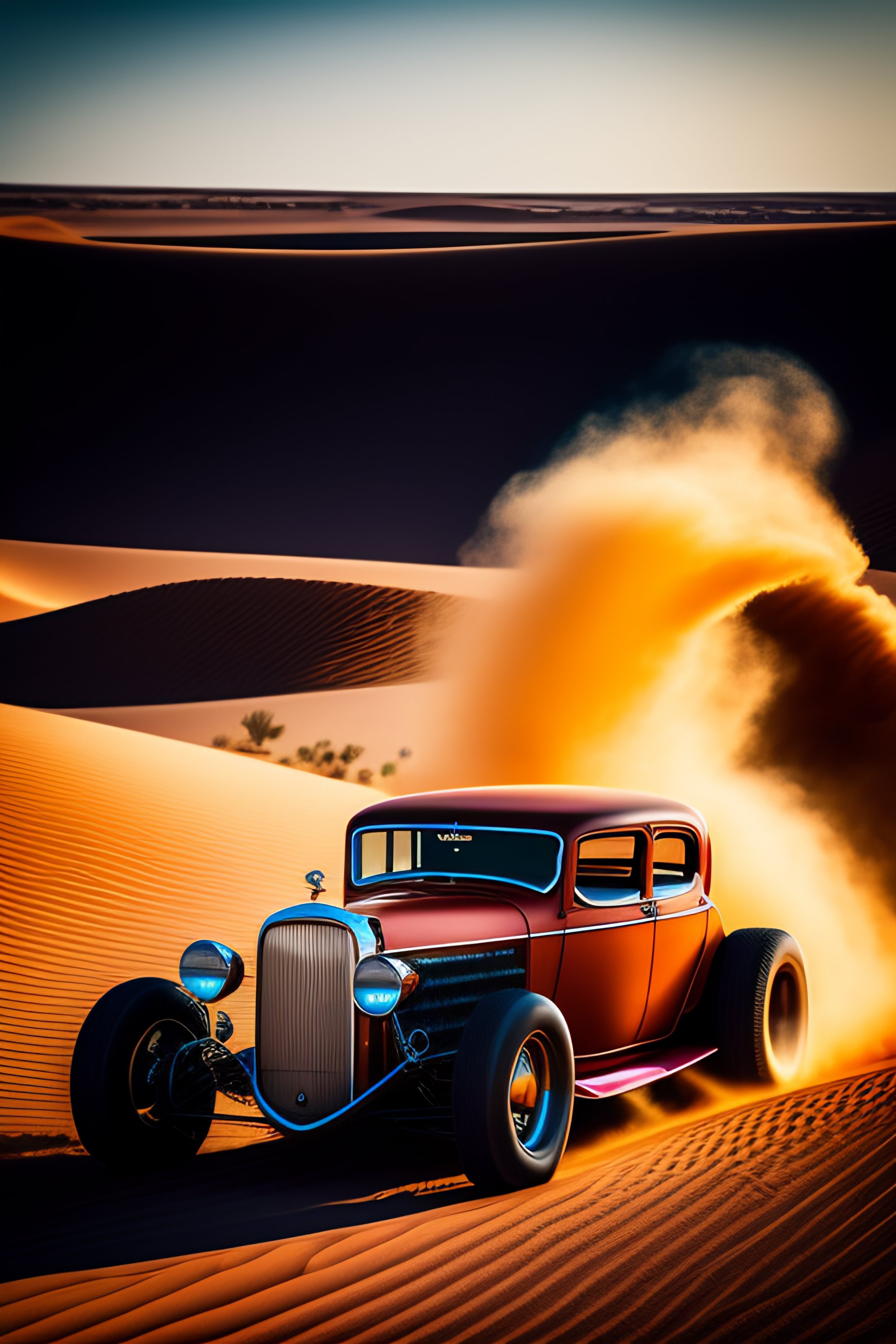 Lexica - Vintage hot rod car in the desert