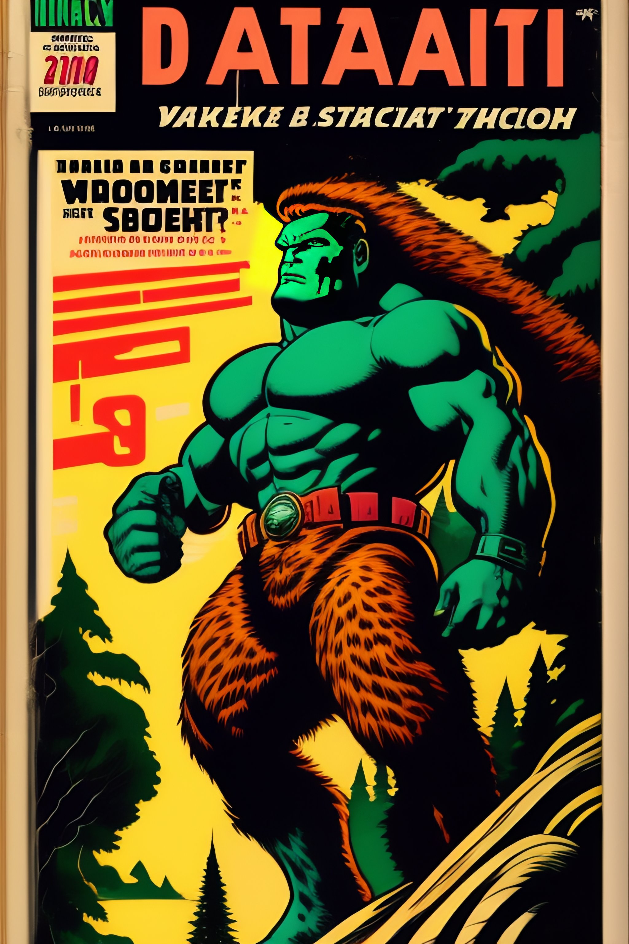 Lexica - Sasquatch dark mood worn retro comic cover