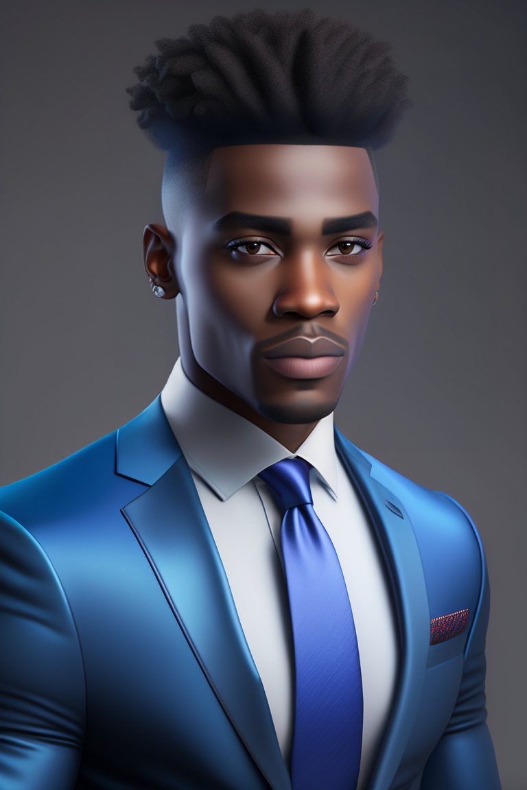 Lexica - Dark-skinned man with black hair, wearing a blue suit ...