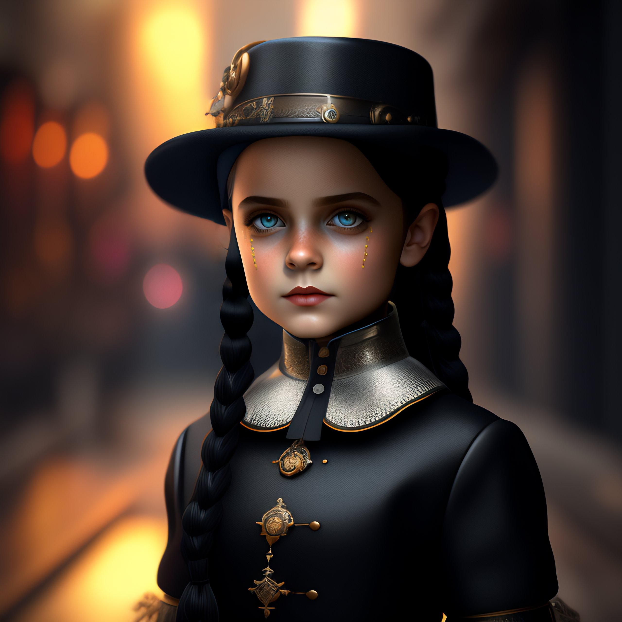 Lexica - Little Wednesday Addams stunning cyberpunk steampunk realistic ...