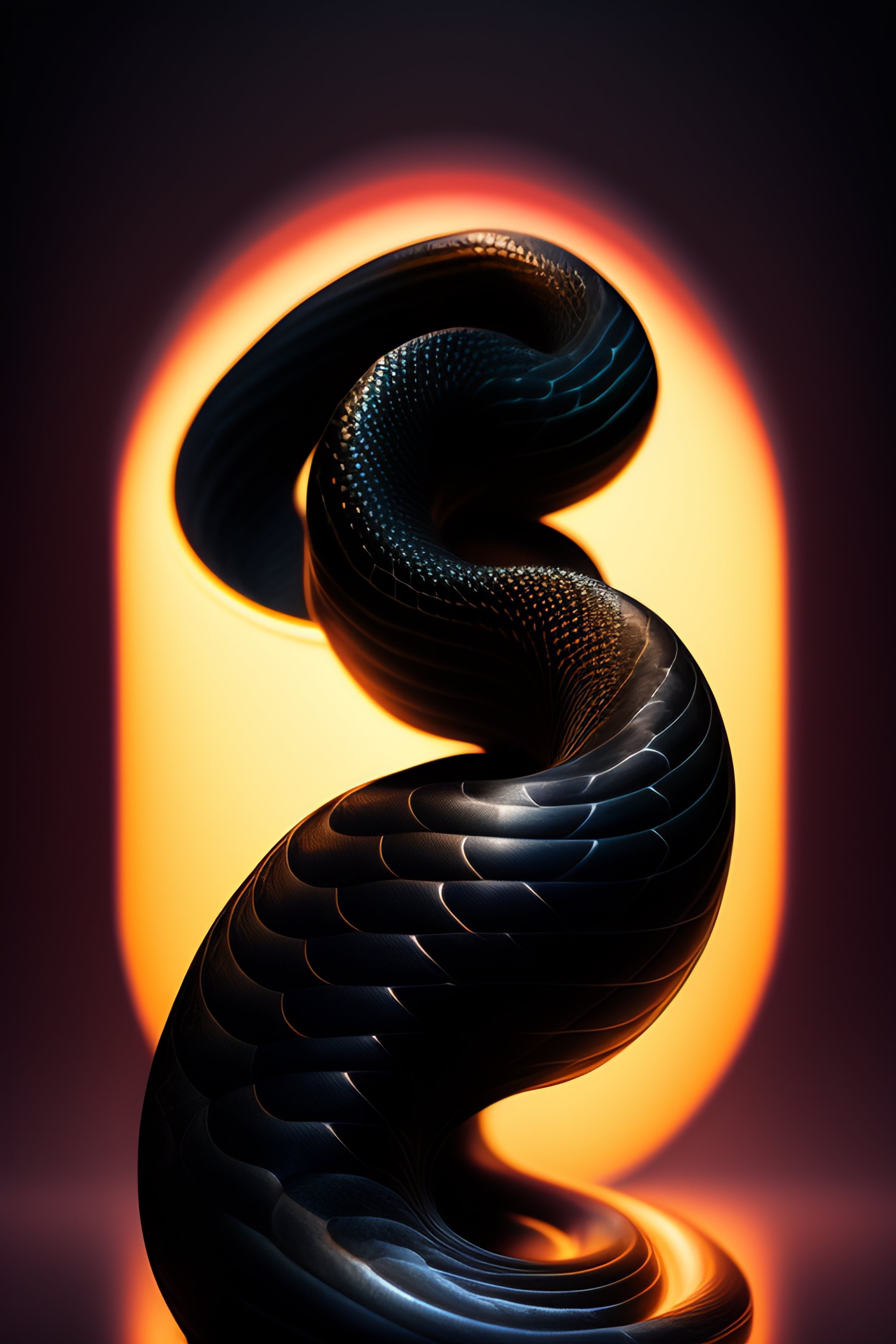 Lexica - Black colored snake!, coiled body, elegant pose, atmospheric ...