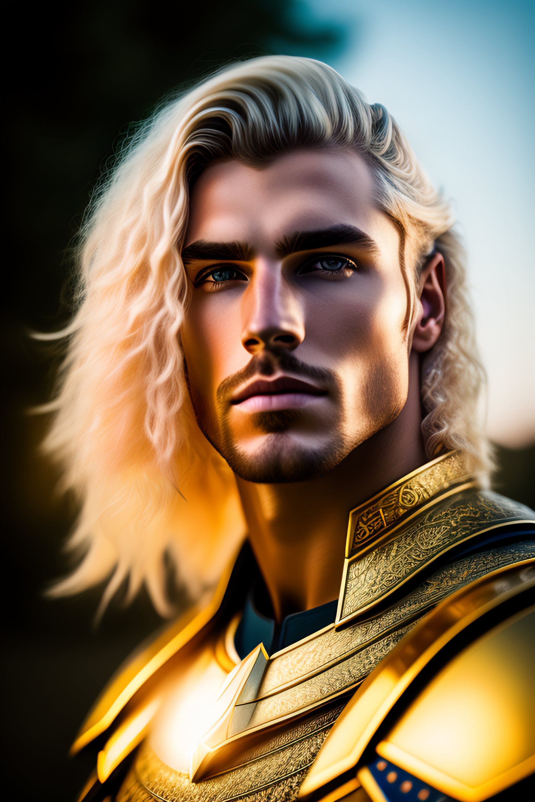 Lexica - Photo realistic portrait of paladin, male, blonde hair ...