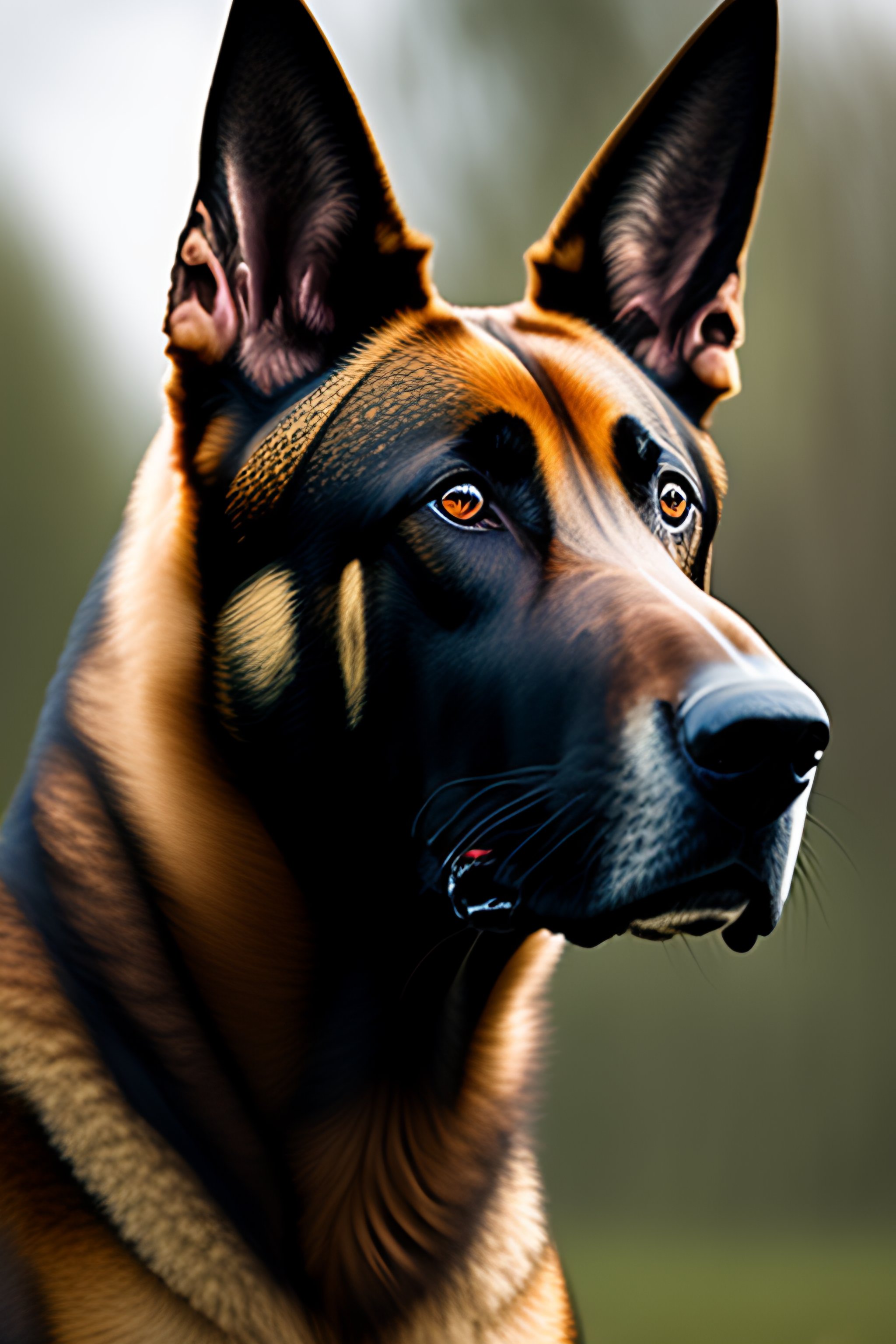 Lexica - Portrait of a human characterized Belgian malinois dressed as ...