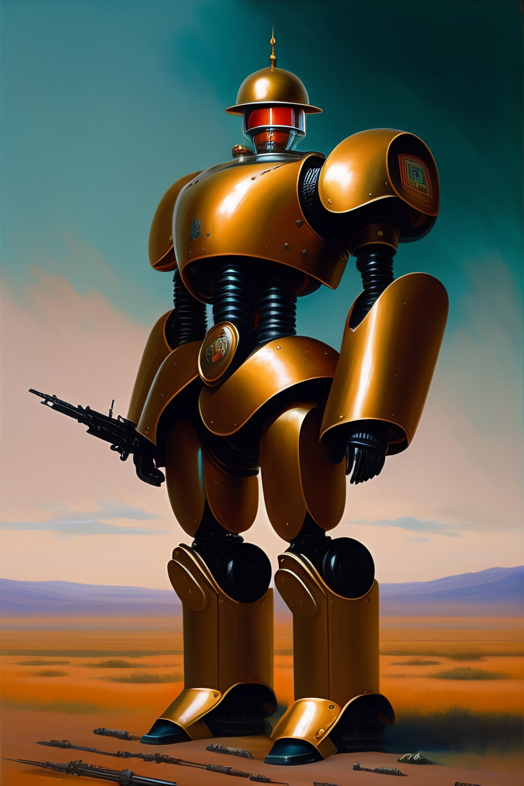 Lexica - A professional painting art piece featuring a robot in Russian ...