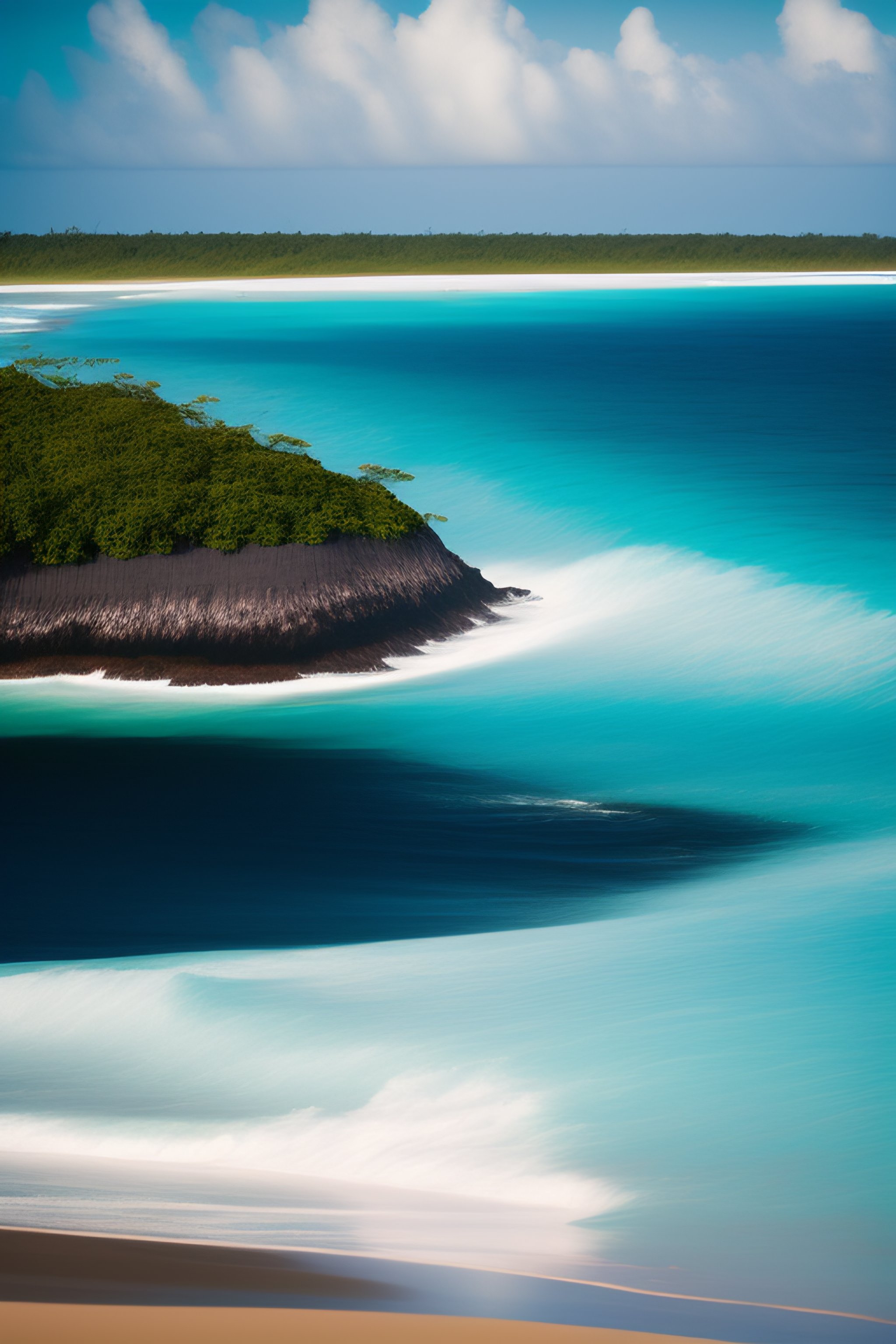 Lexica - Photograph of beautiful ocean in Guyana taken on Ektar 100