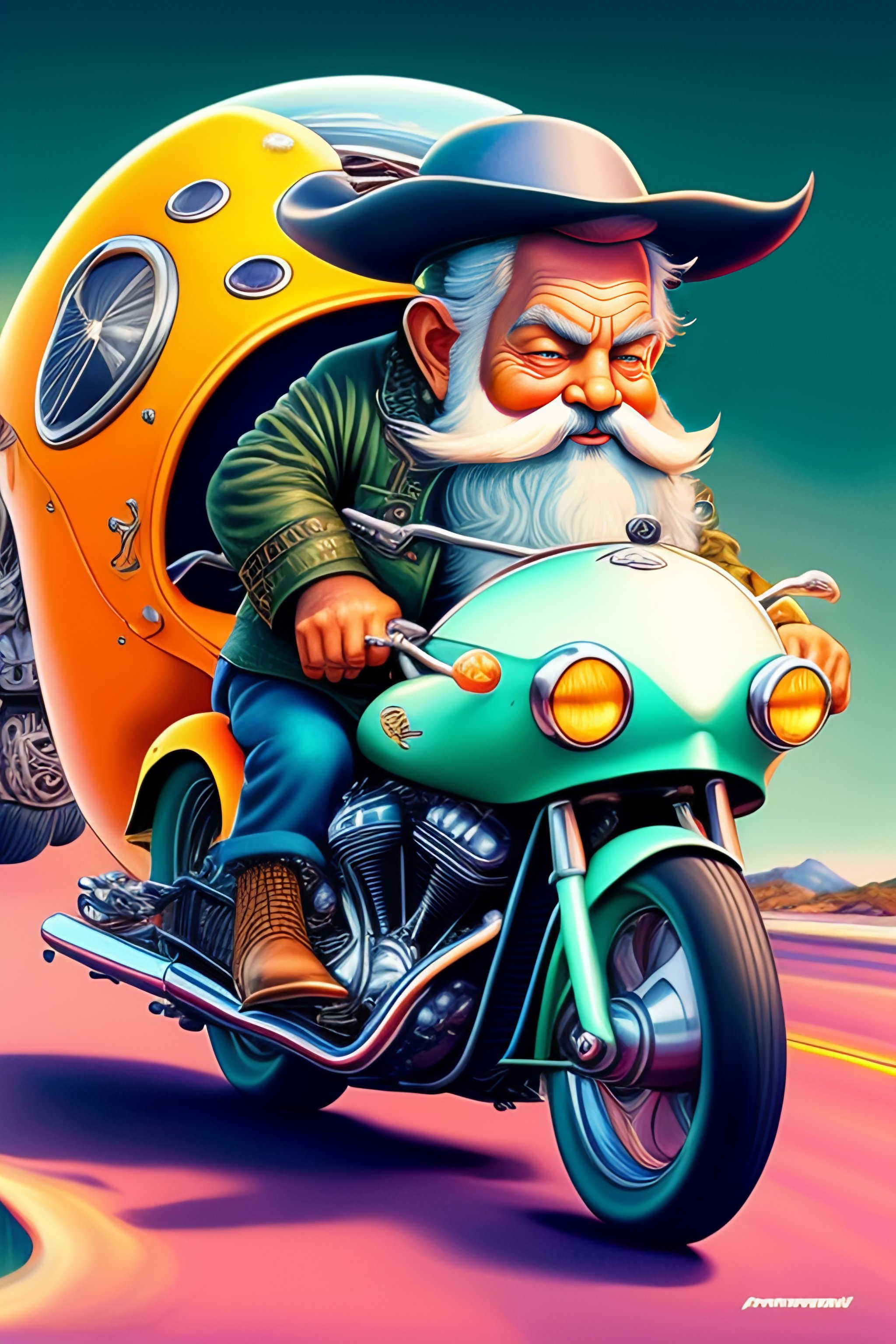 Lexica - Cute and funny, gandalf on a motorcycle, ratfink style by ed ...