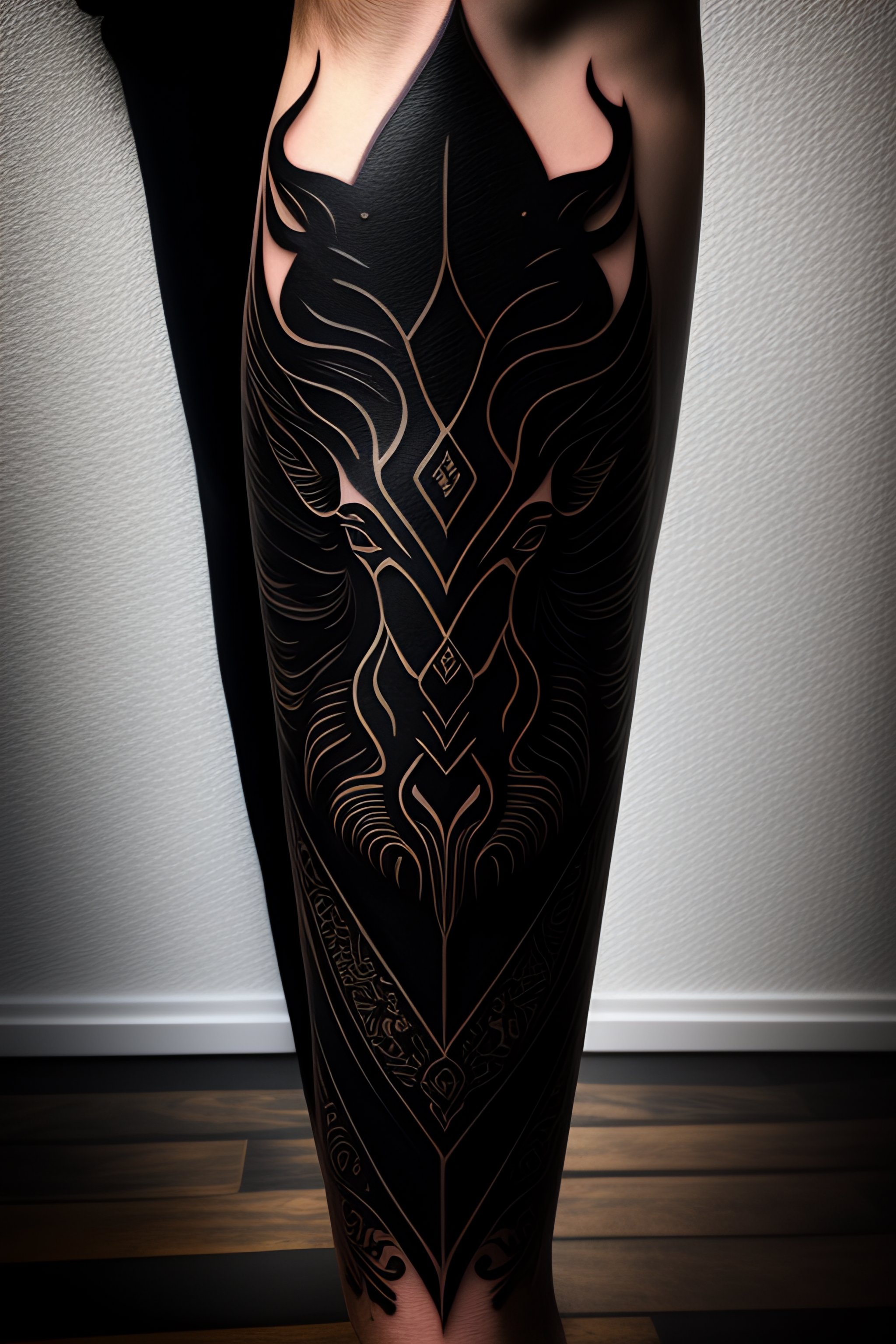 Lexica - Detailed tattoos in stencil of taurus sign, on male leg ...