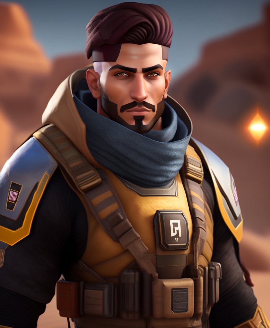 Lexica - Man Arab with a , Apex Legends style --v4 --ar 2:3