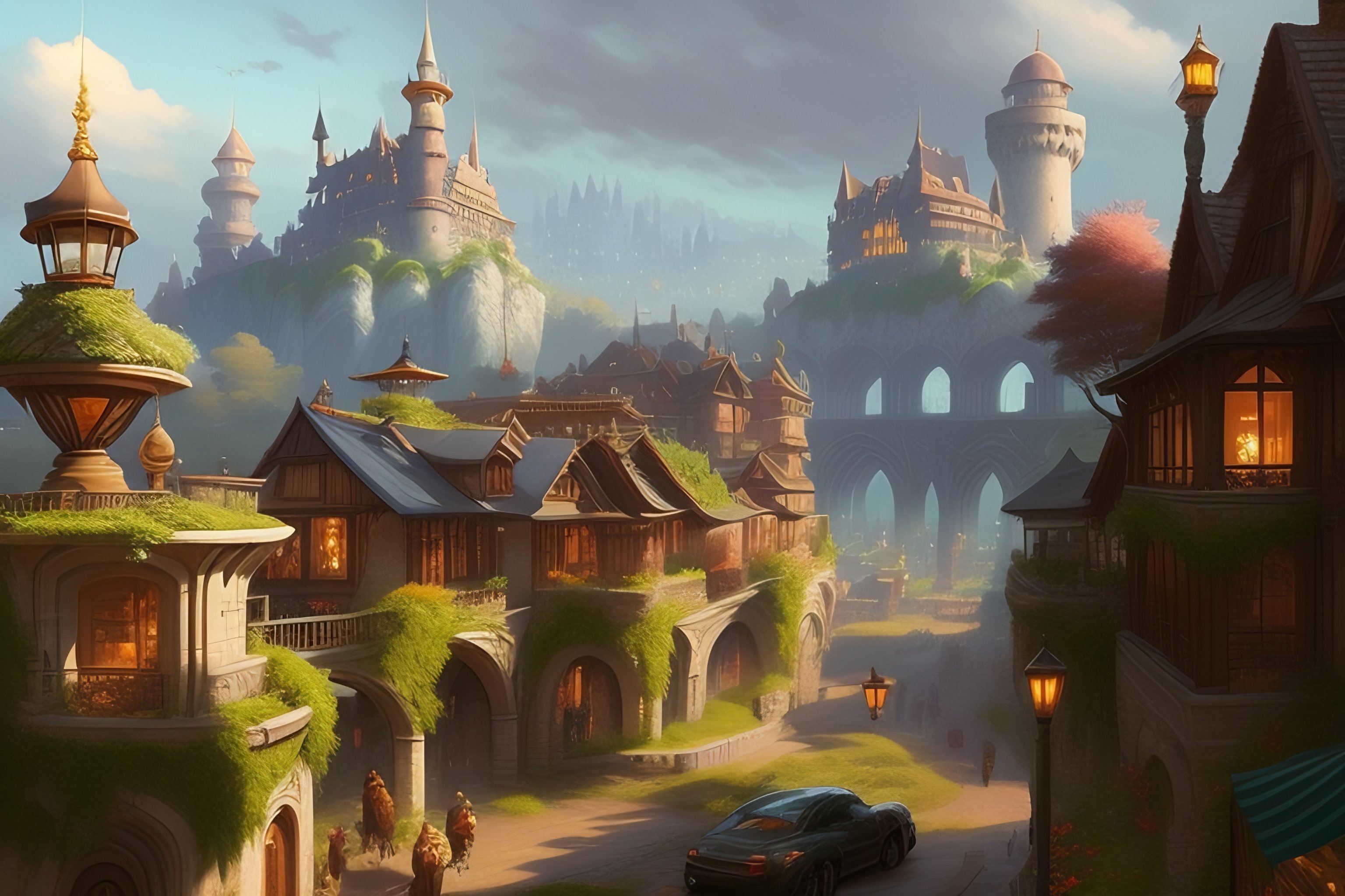 Lexica - Epic view, wide angle, elegant fantasy capital city, in the ...