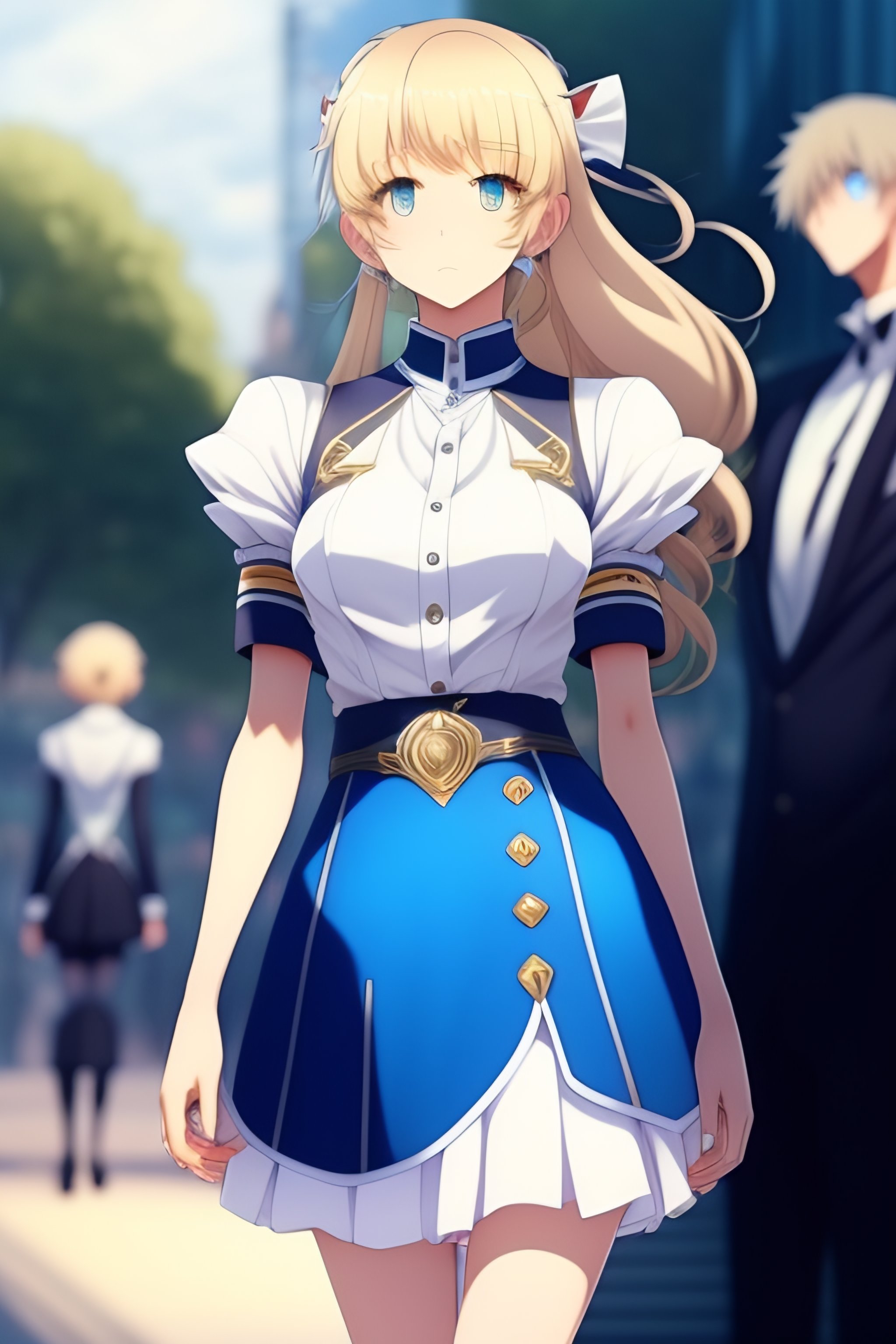 Lexica - Fgo young blond haired blue eyed anime girl in a short blue ...