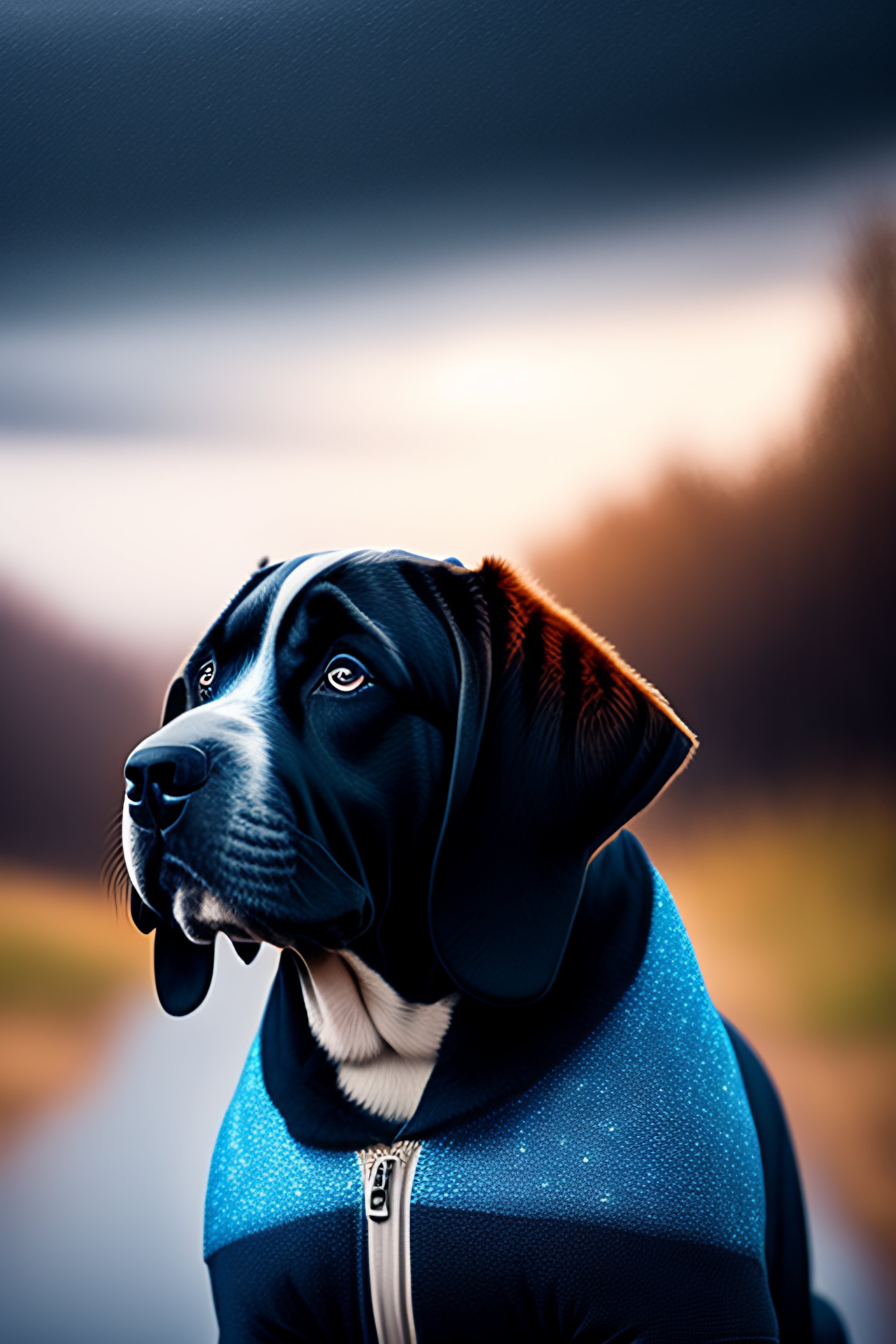 Lexica - Cane corso puppy wearing a blue jacket with diamonds looking ...