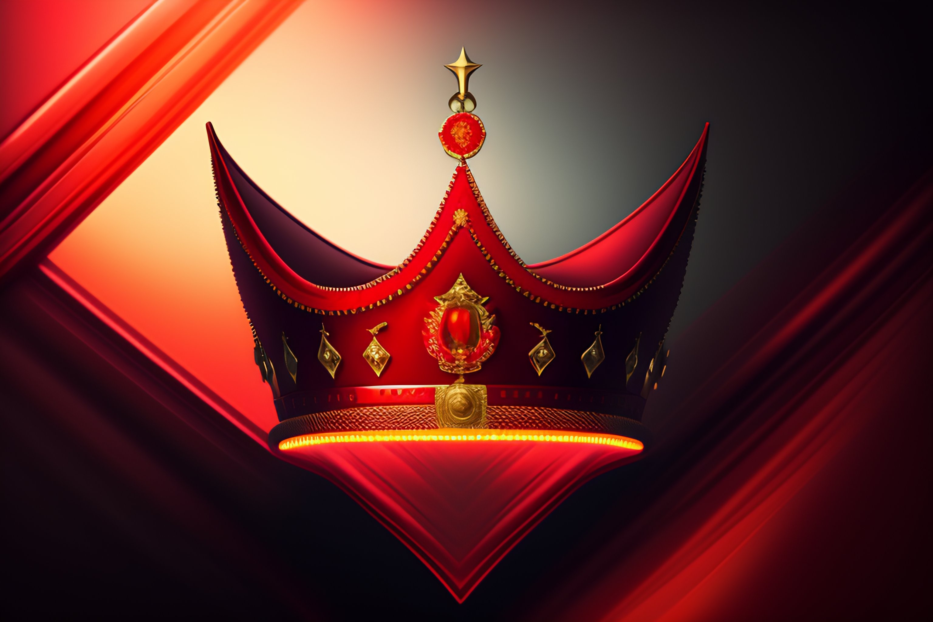 Lexica - A digital art banner with a red crown in the center without human