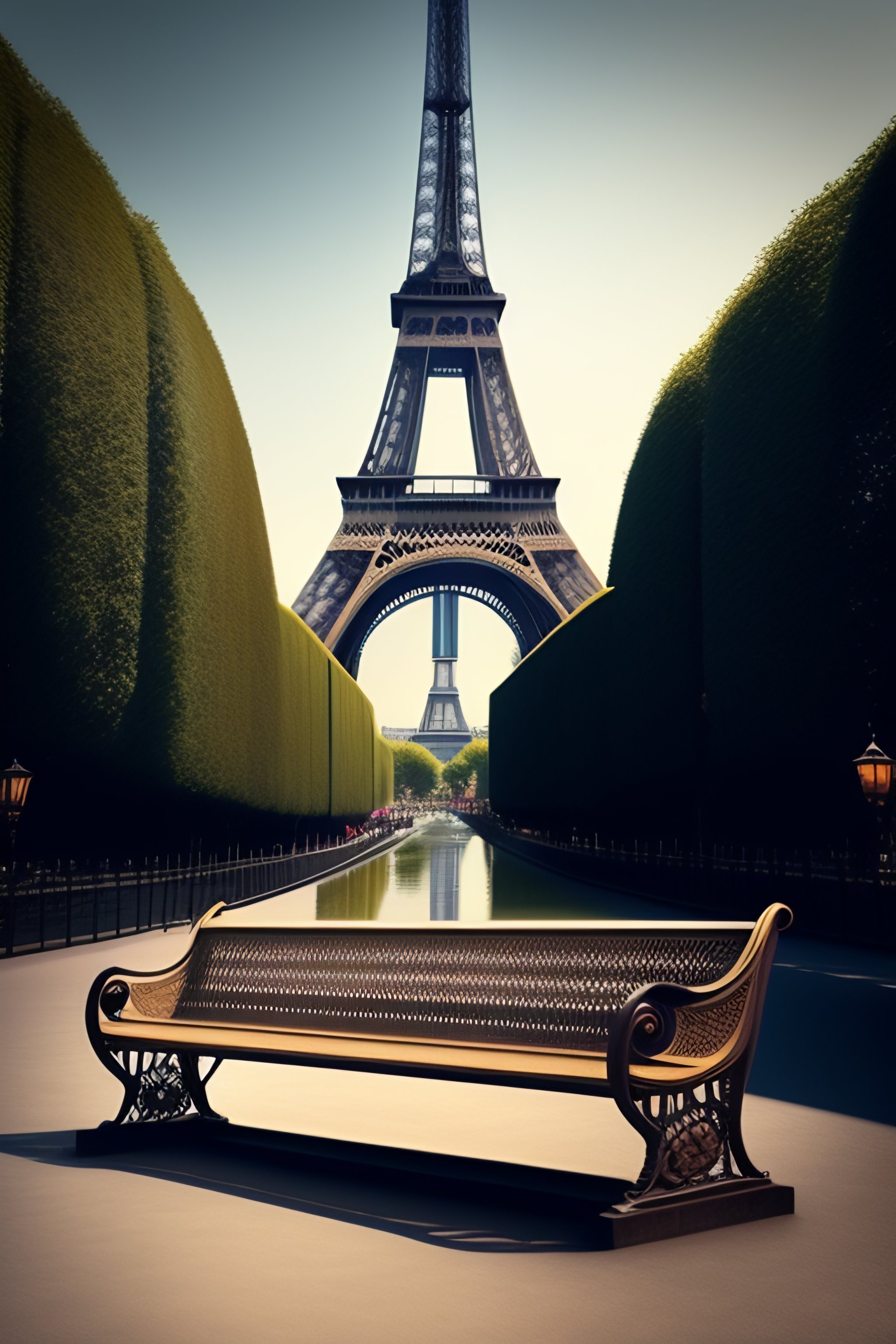 Lexica - Tour eiffel sur un banc
