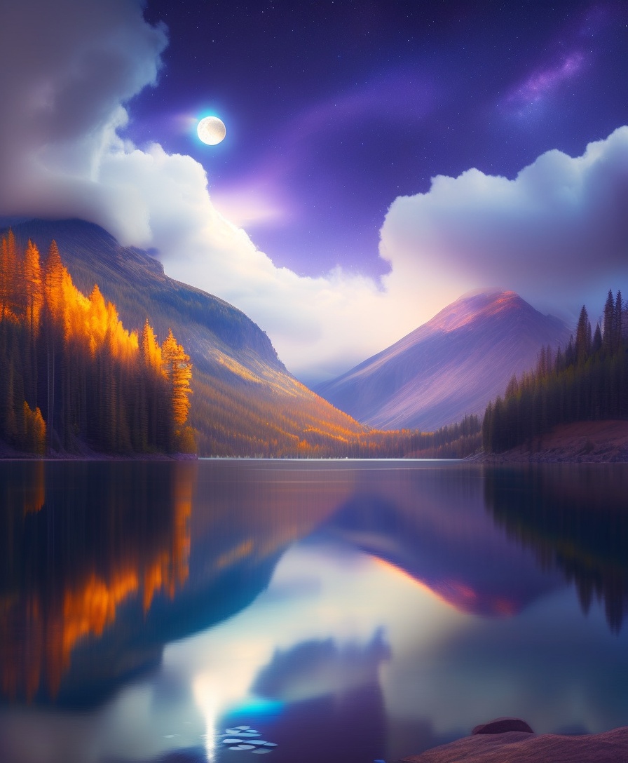 Lexica - Night moon Clouds, splendor, angelic, rays of light, highly ...