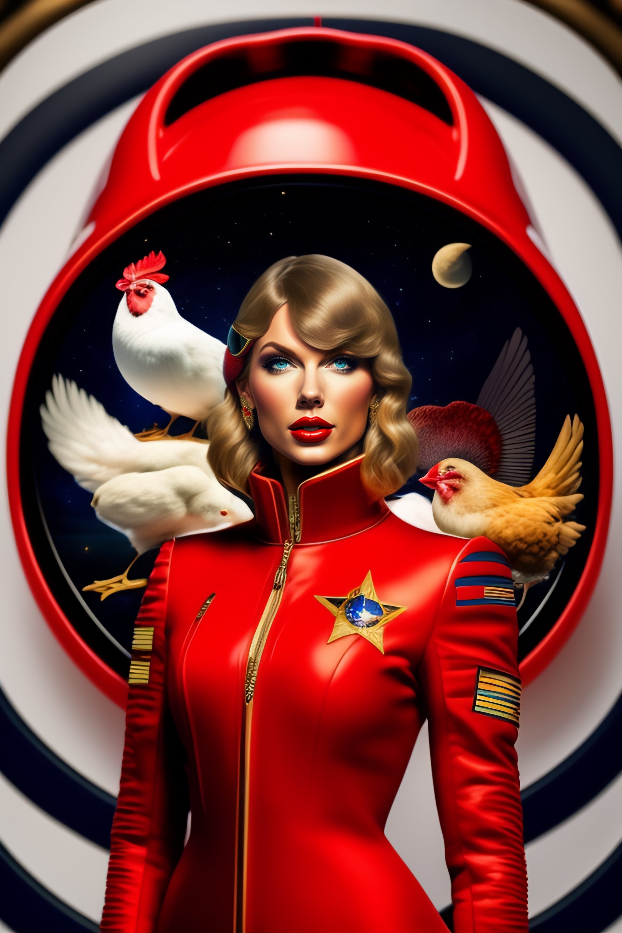 Lexica - Taylor Swift, space captain, Full body view, wearing in red ...