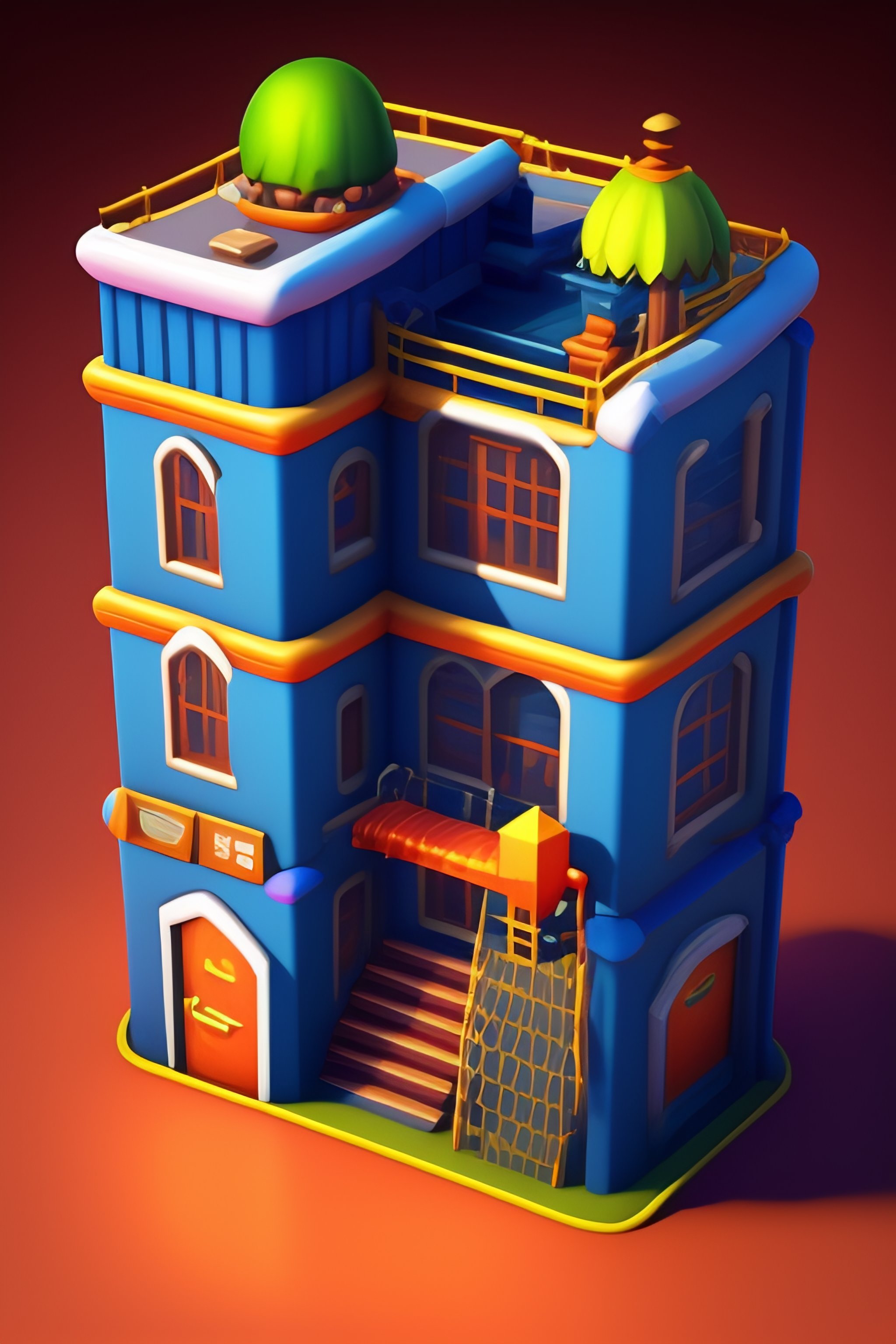 Lexica - 3d stylized little game building factory