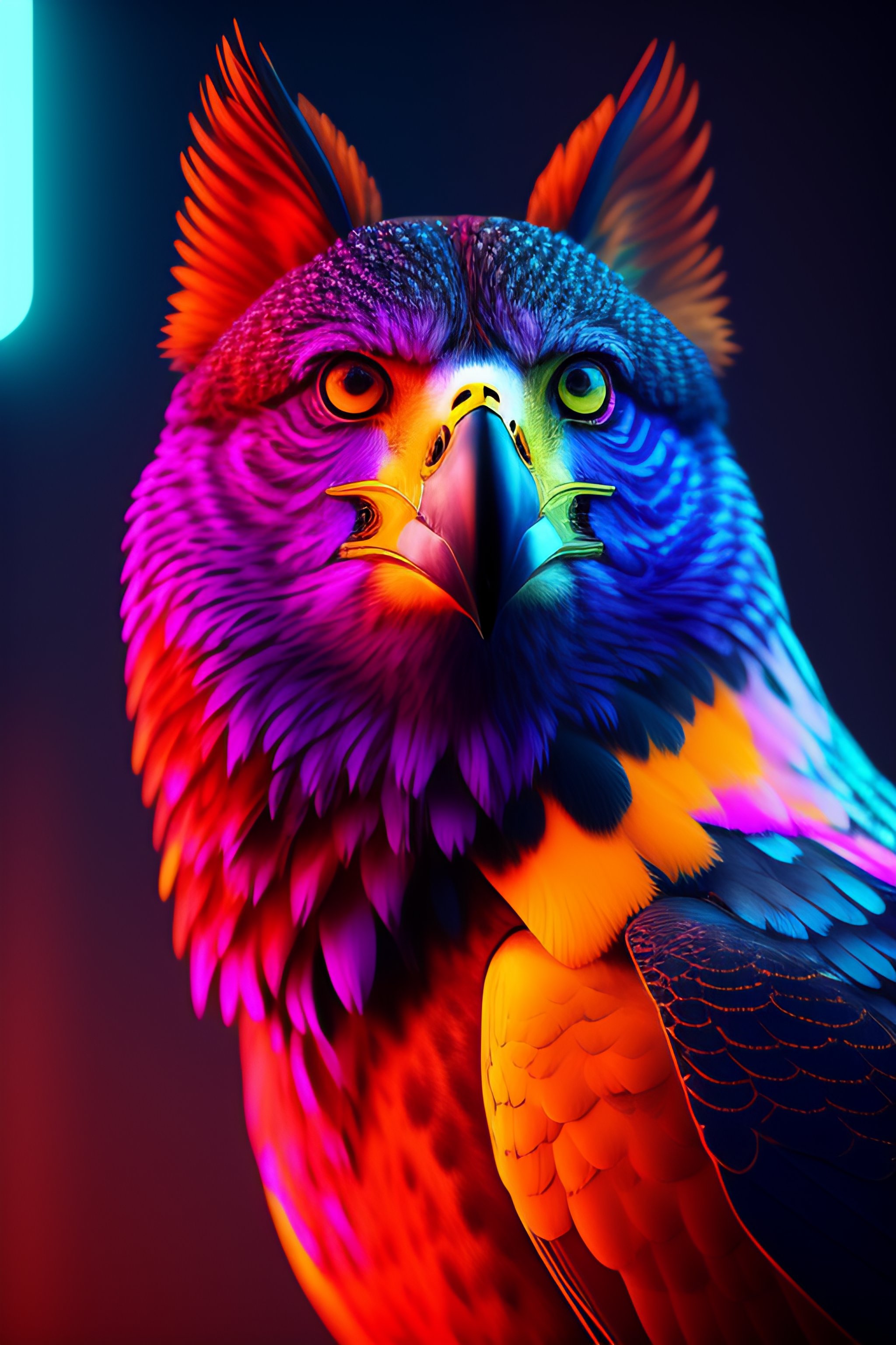 Lexica - The one who flys with the howl, Falcon face, colorful light ...