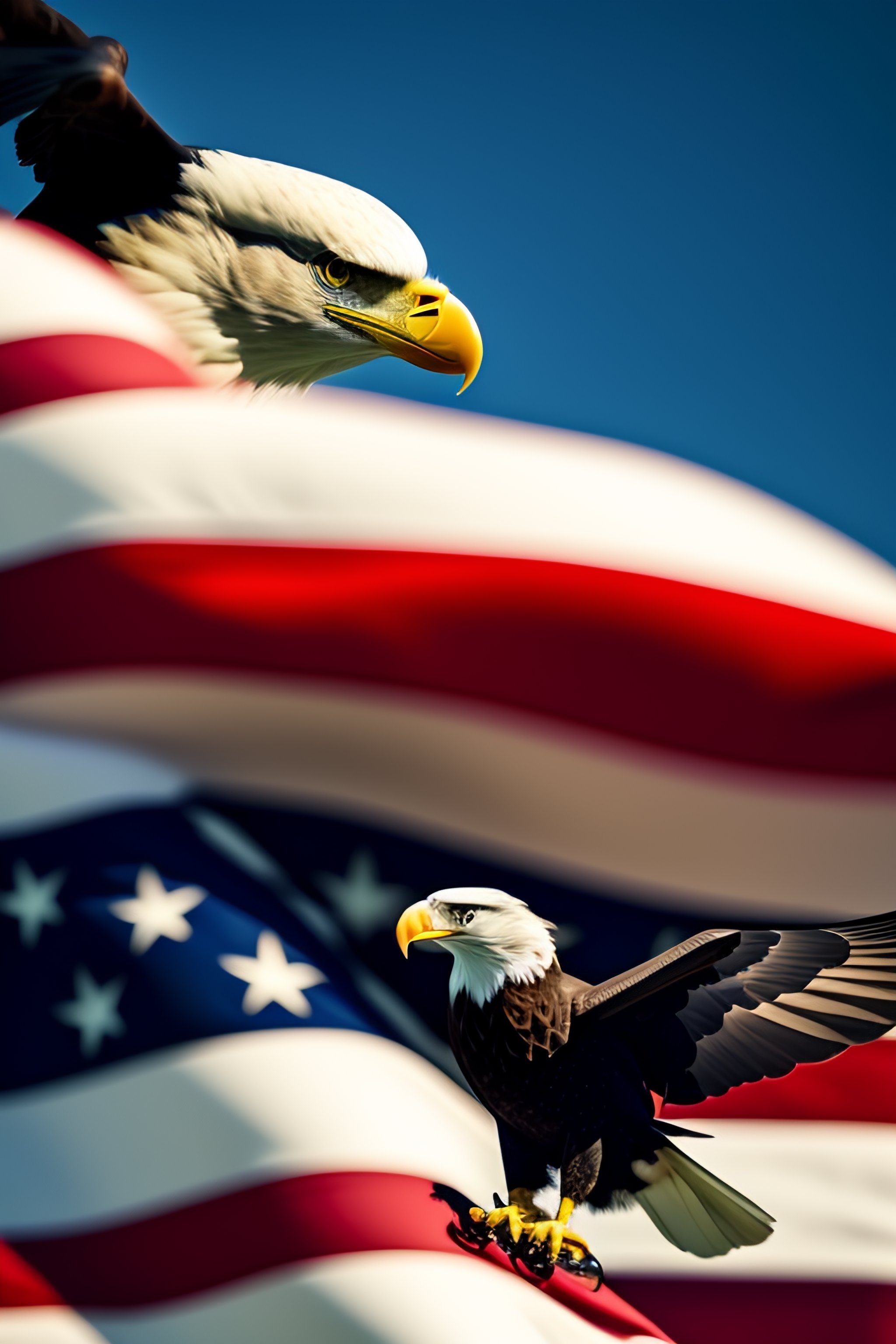 Flying American Flag Eagle