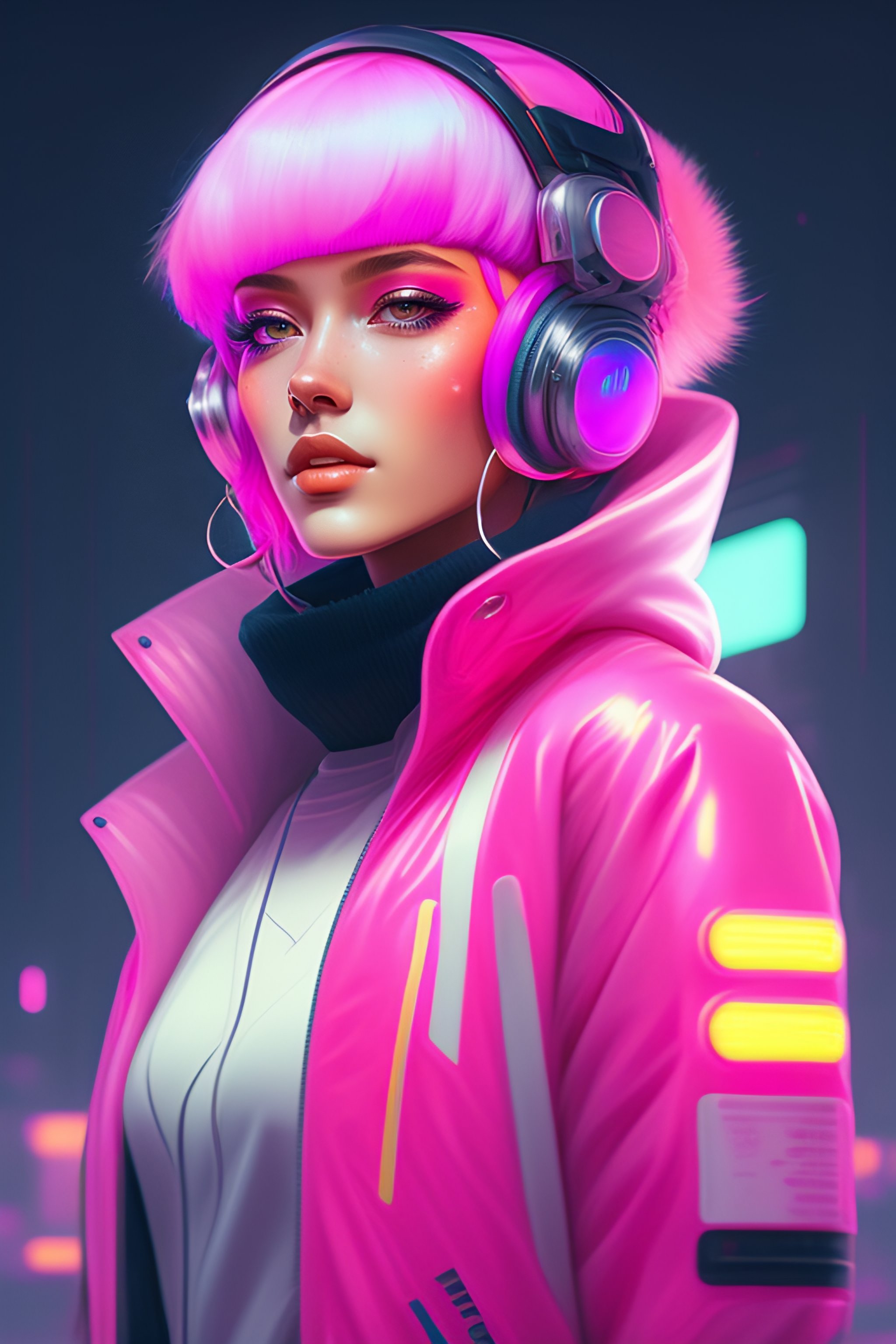 Lexica - Detailed portrait of smiling cute cyborg girl, cyberpunk ...