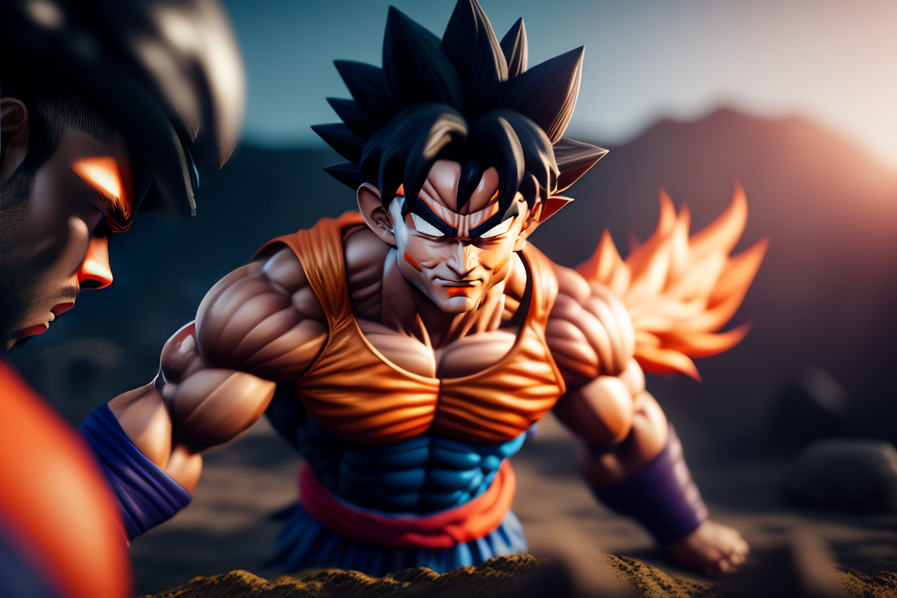 Lexica - Goku pushups on a stick, manga, ultra realistic, concept art ...