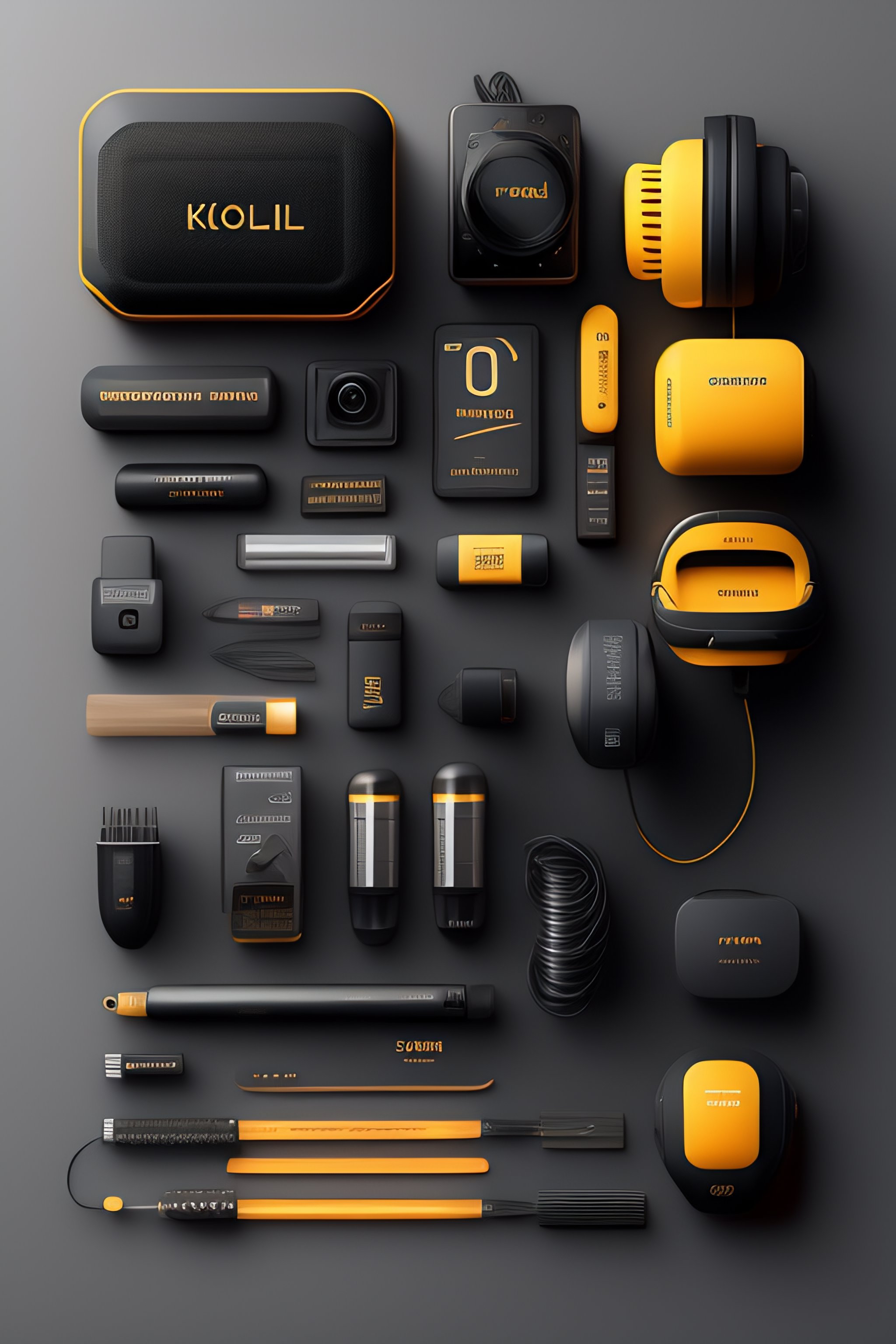 Lexica - Knolling layout of graphist designer equipment