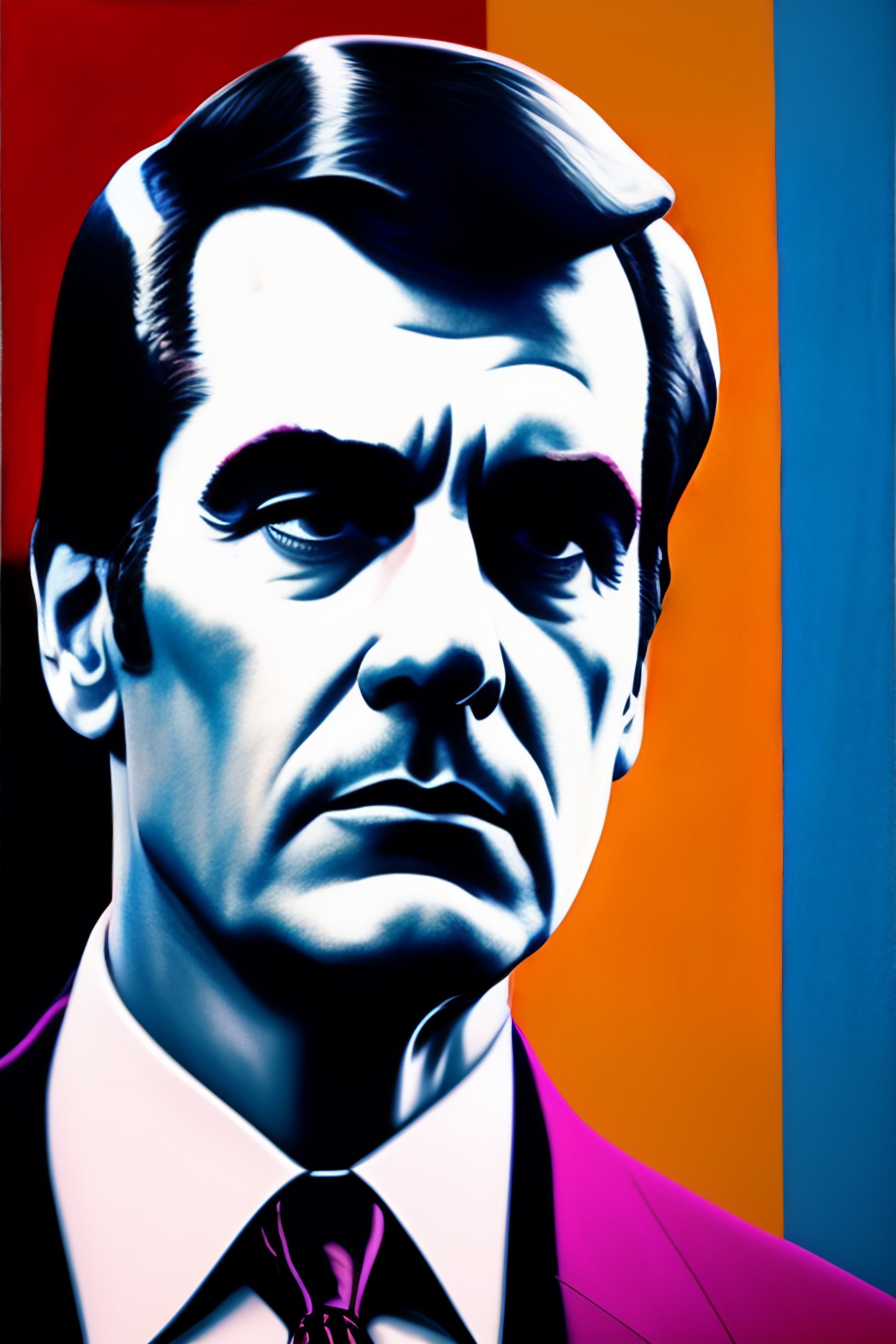 Lexica - A triptych of close up portraits of don draper, by andy warhol ...