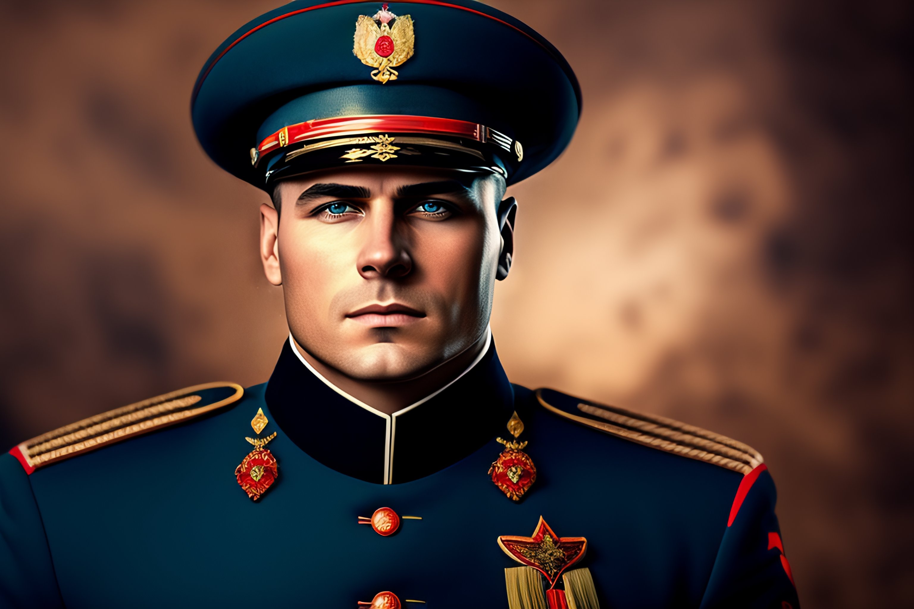 Lexica - Beautiful portrait of a russian male officer in uniform