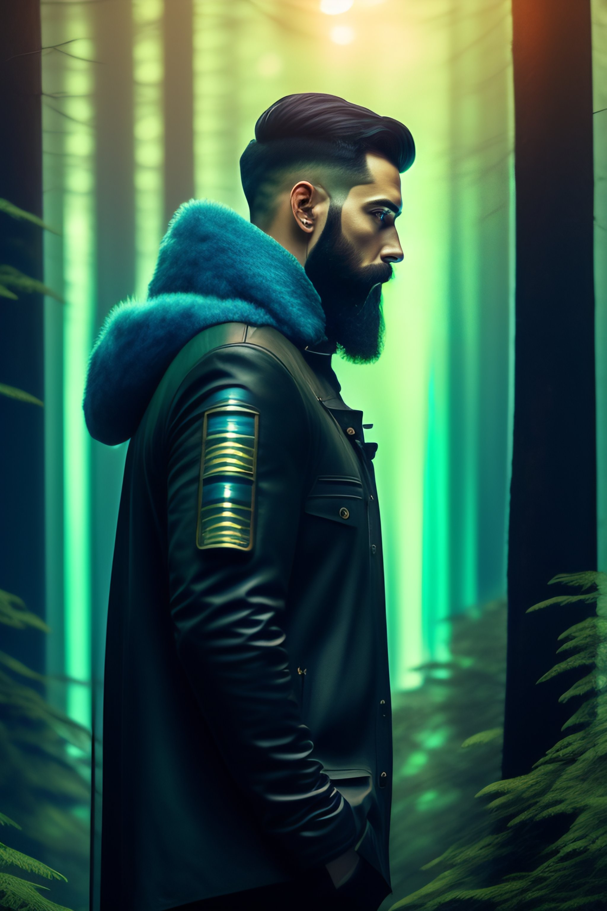 Lexica - Hyper realistic male, short dark hair and beard, dressed in ...