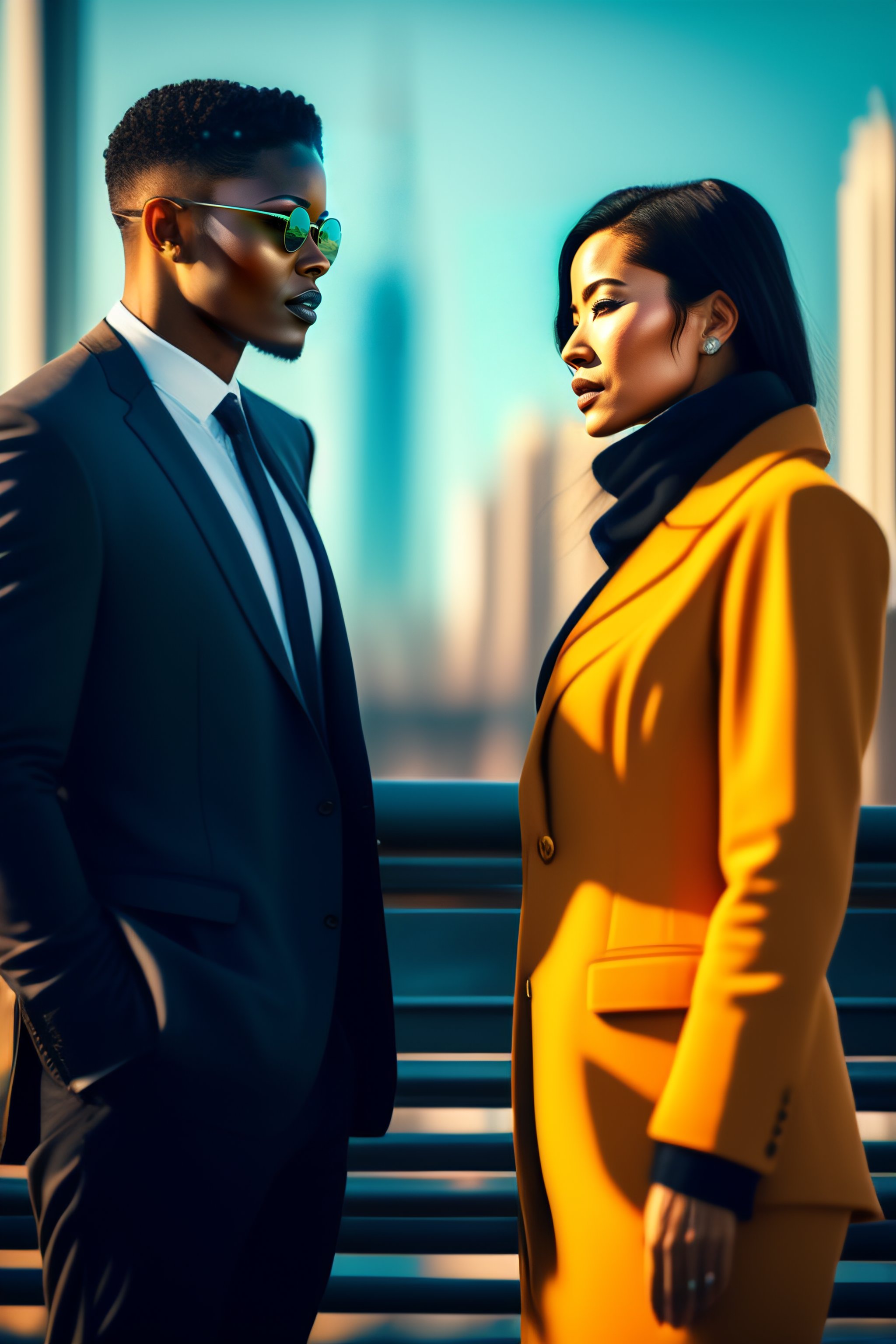 Lexica - Close up, two very different people, one cyberpunk, one ...