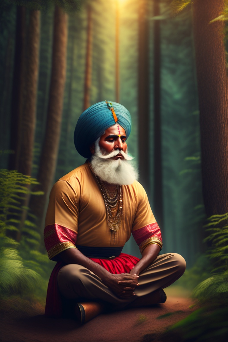 Lexica - Ancient Indian man meditating in the forest village, saint ...