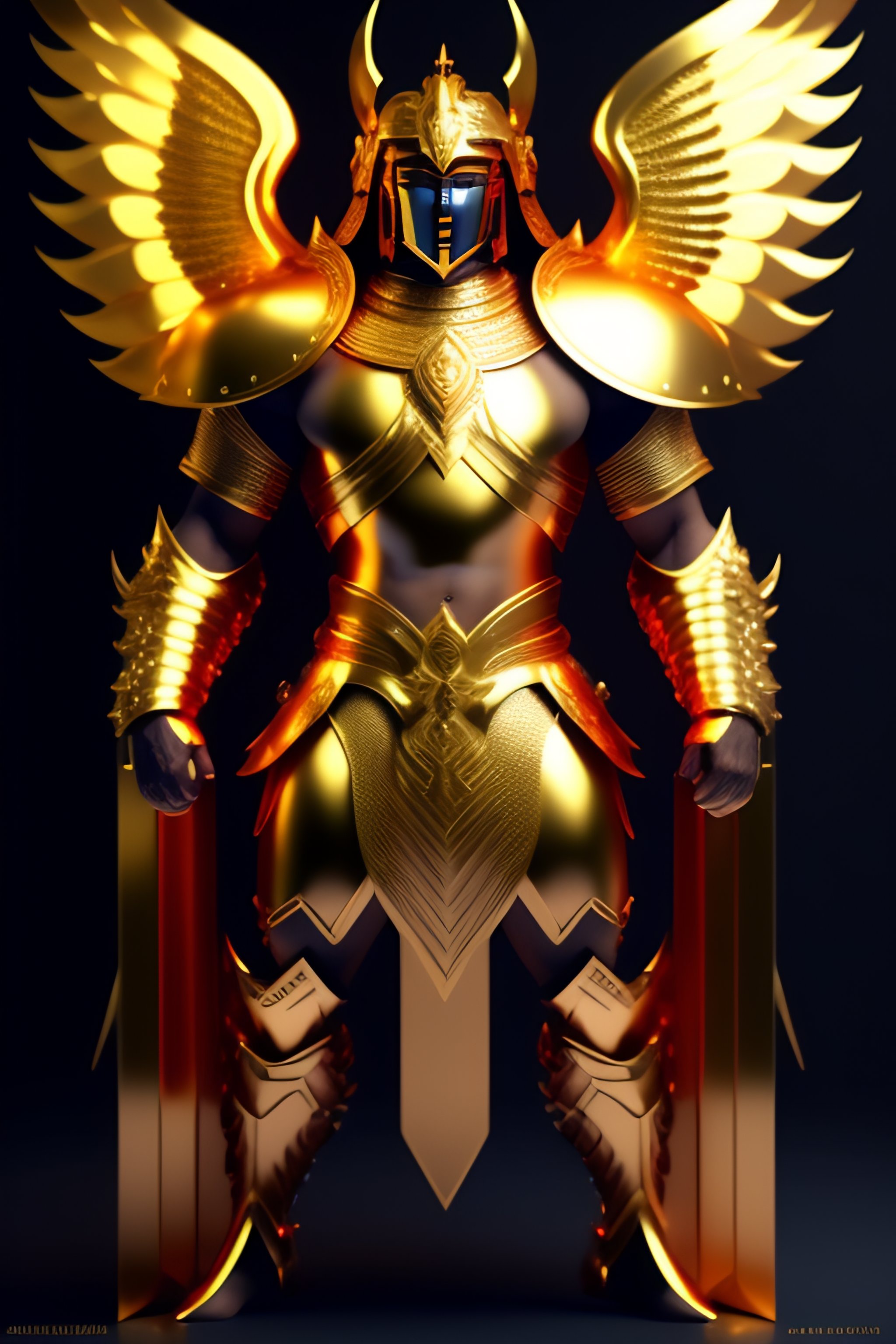 Lexica - Golden armored mayan knight, shining metallic, warrior like ...