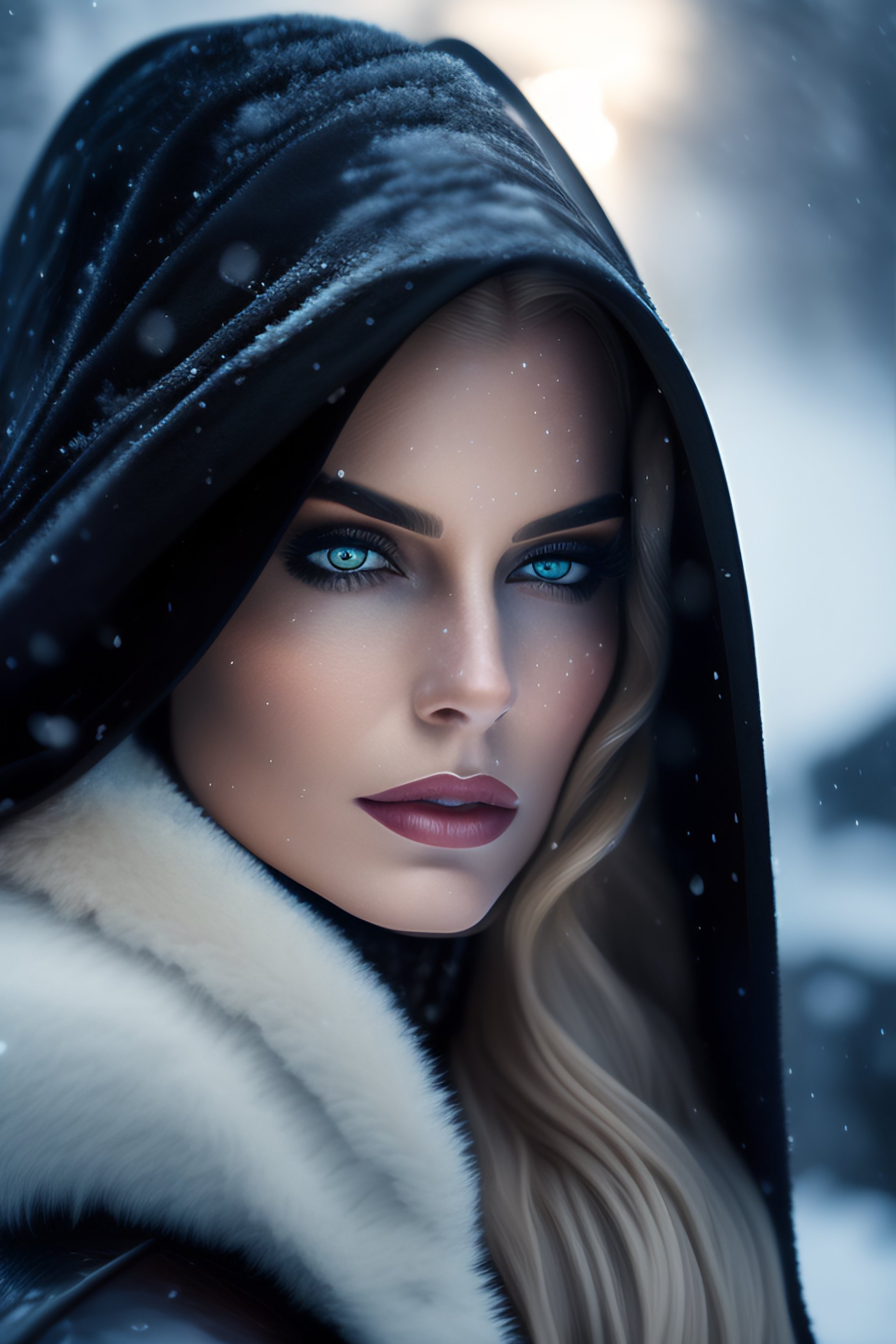 Lexica - Close up film photo, portrait of a winter gothic woman ...