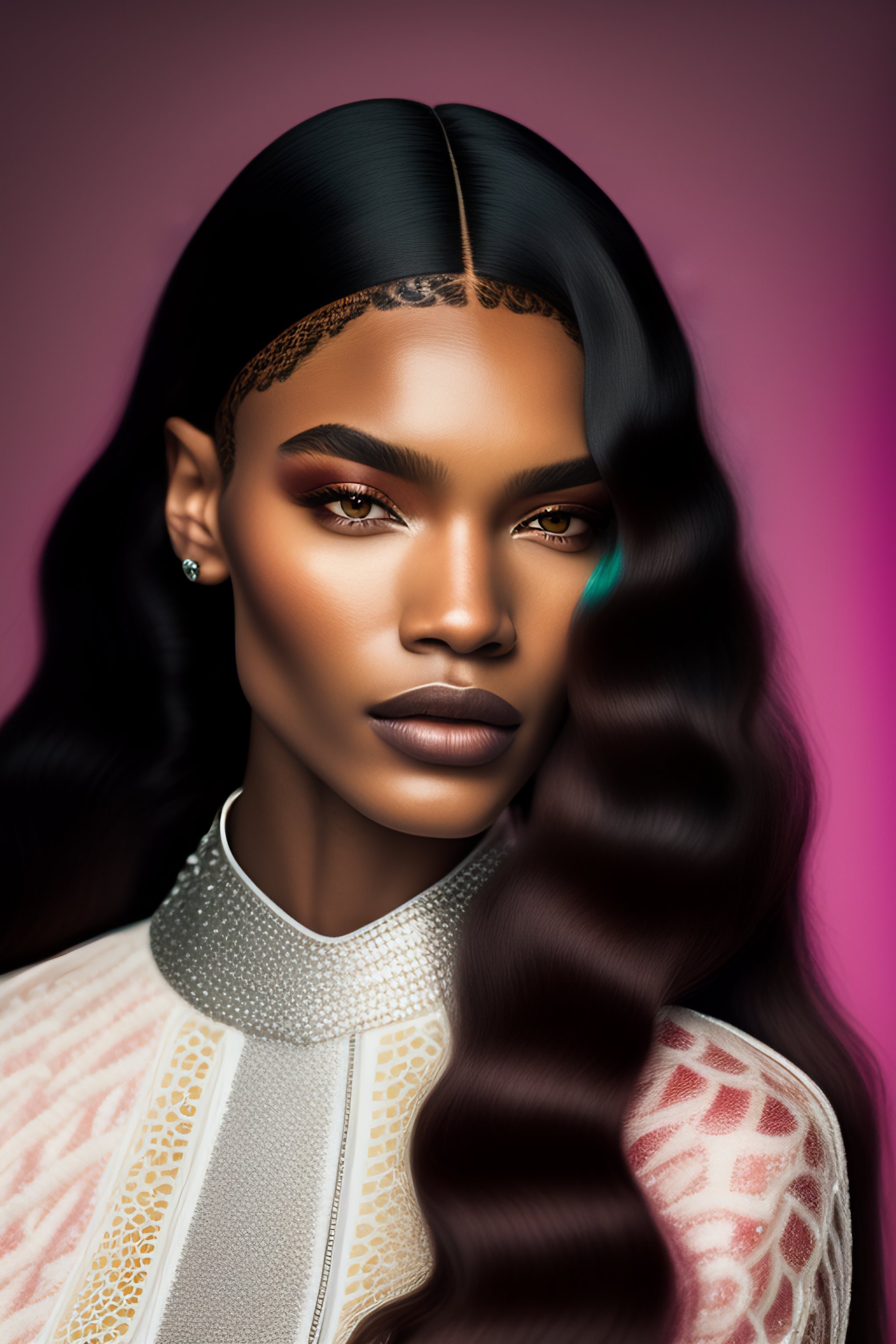 Lexica - A photo close-up of a beautiful long haired woman with light ...