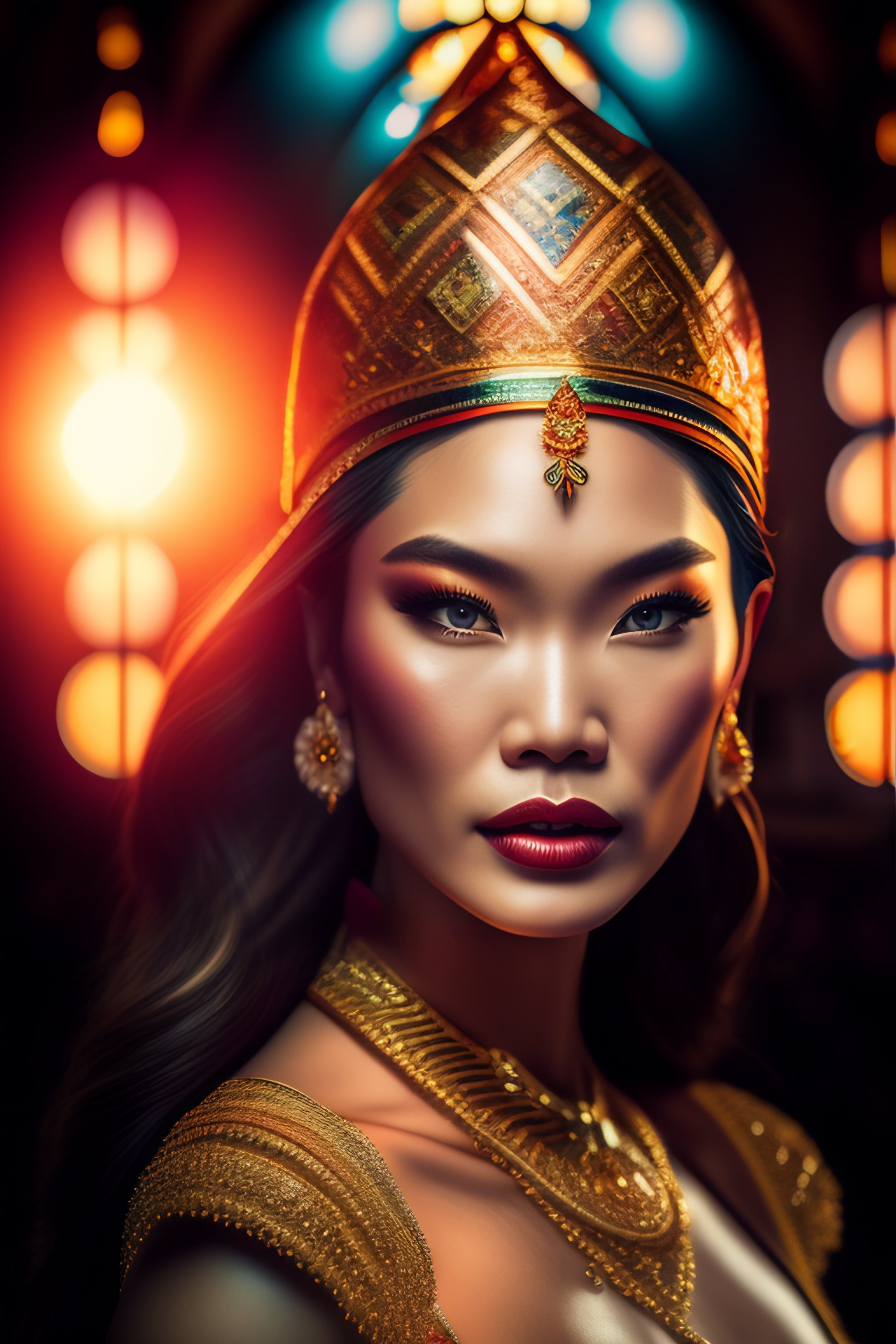 Lexica - From behind, of a spiritual full body, light skin, Filipina ...