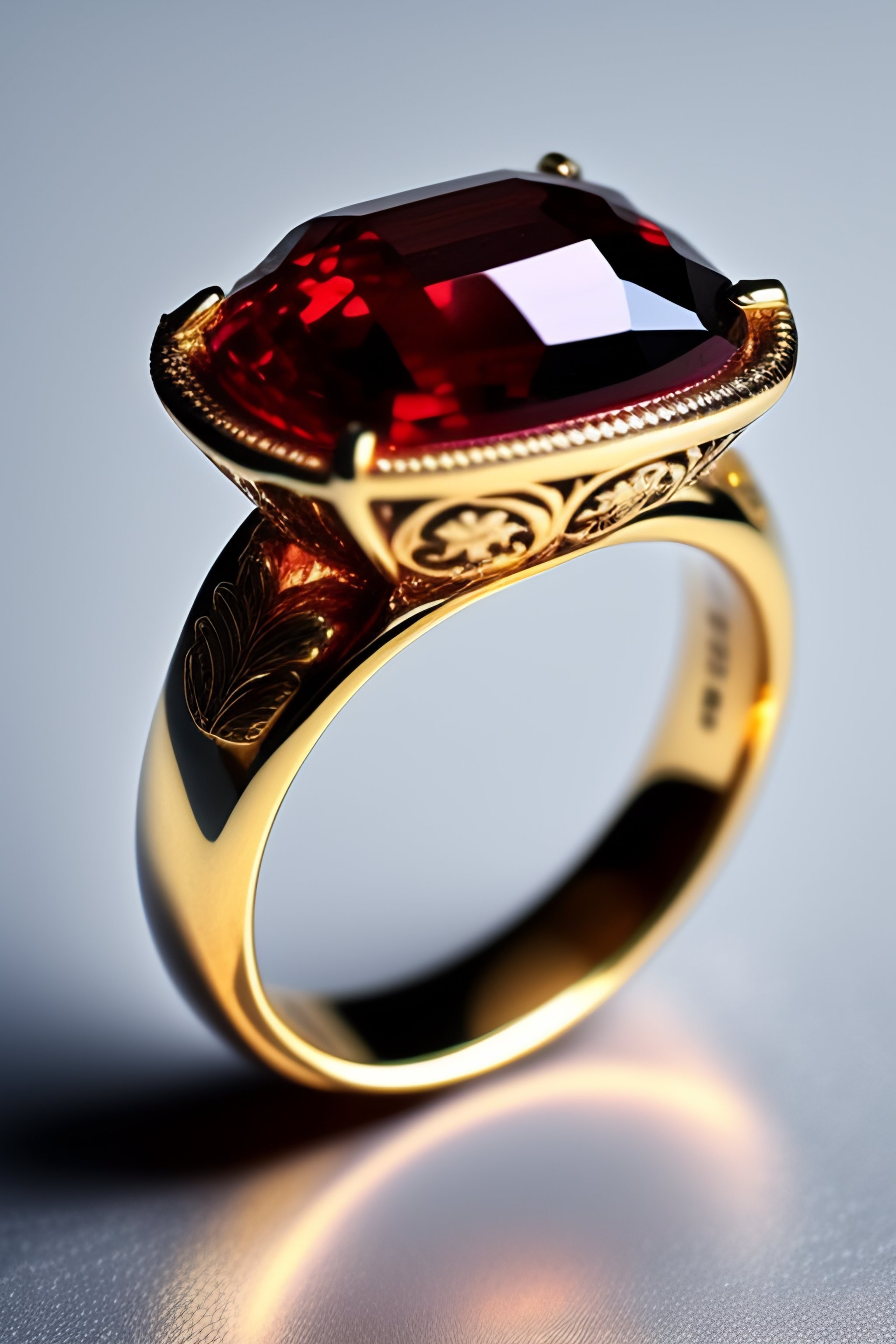 Lexica - Beautiful old ring with large shiny red stone