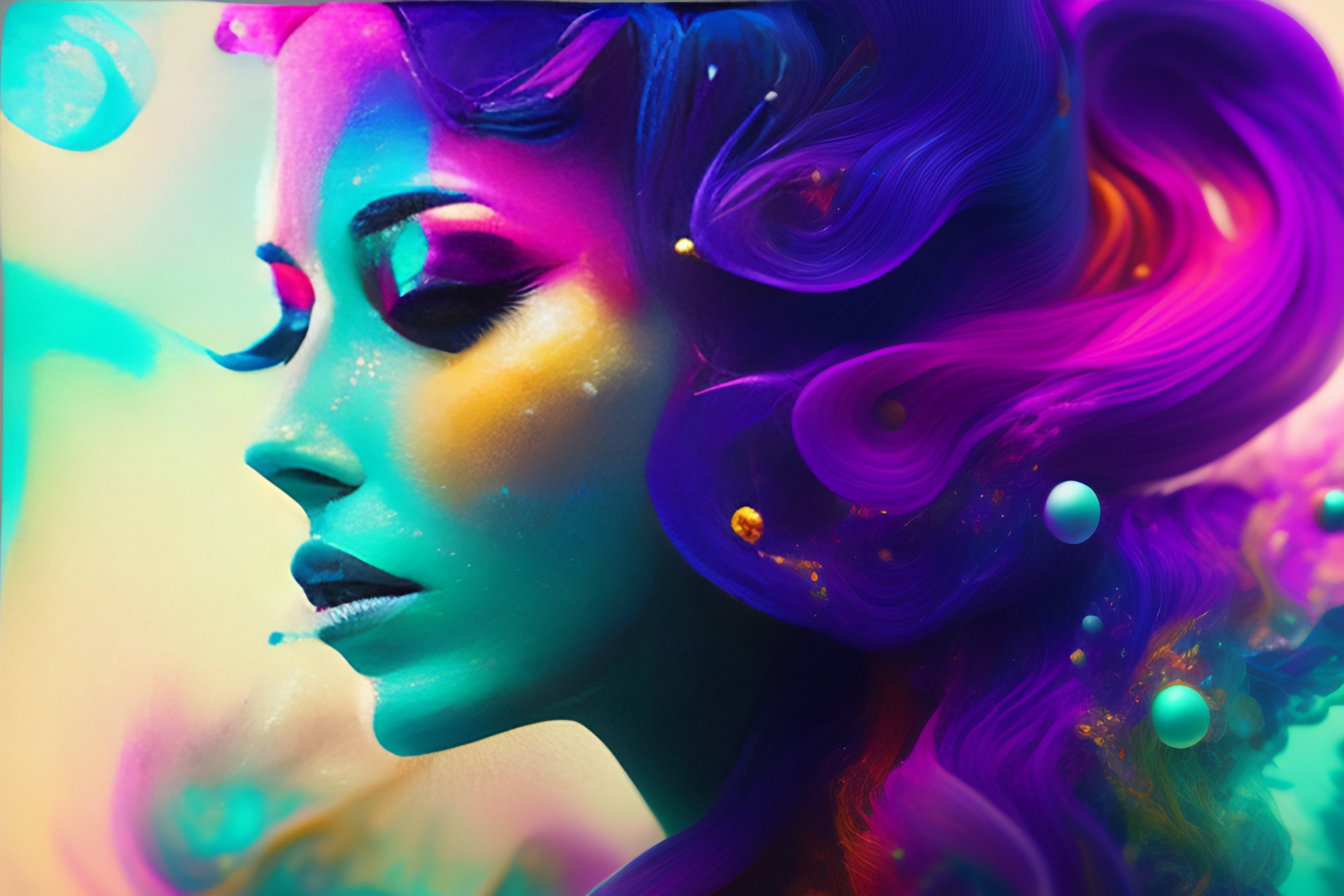 Lexica - Colorful underwater ink art of a female alien, Romantic ...