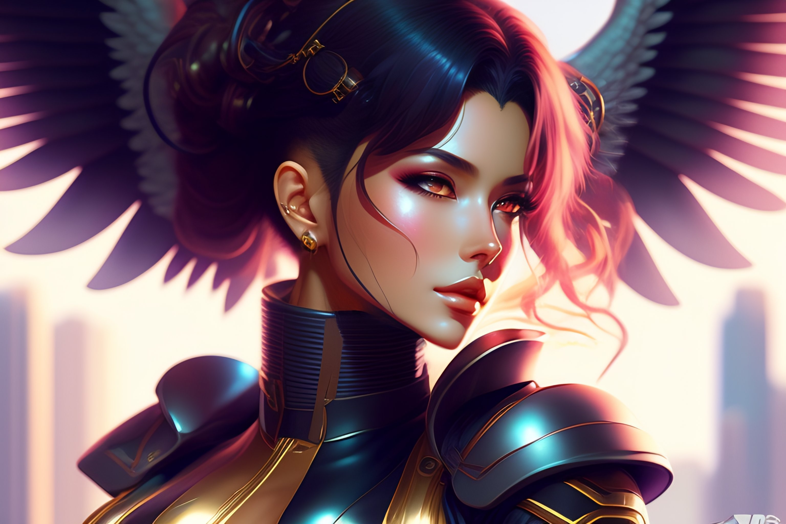 Lexica - 90's vintage anime android Angel with cables and technological ...