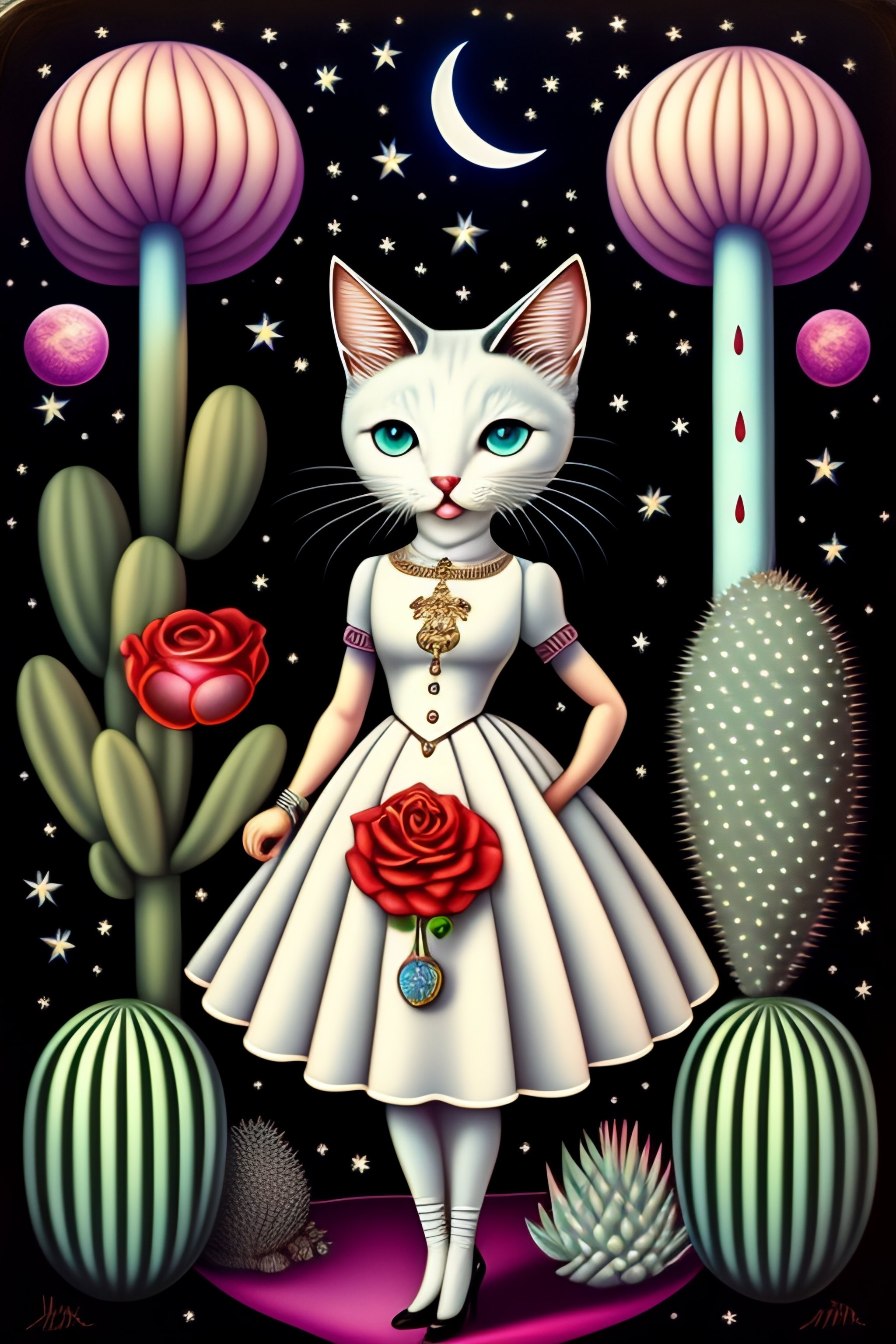 Lexica - Mark ryden. retro pop art comic anthropomorphic white cat with ...