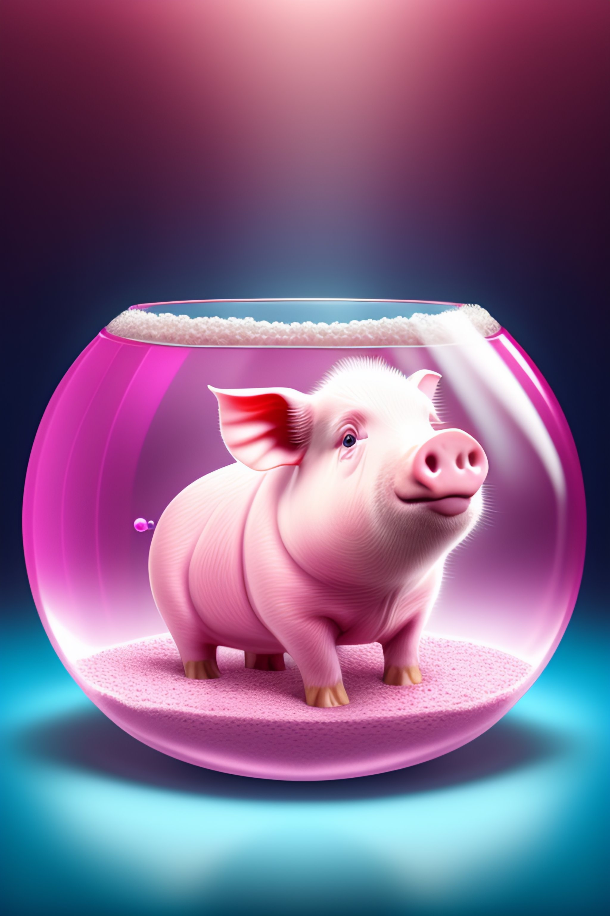 Lexica - A cute pink pig in blue pijamas with cup of hot chocalate floating inside a giant ...