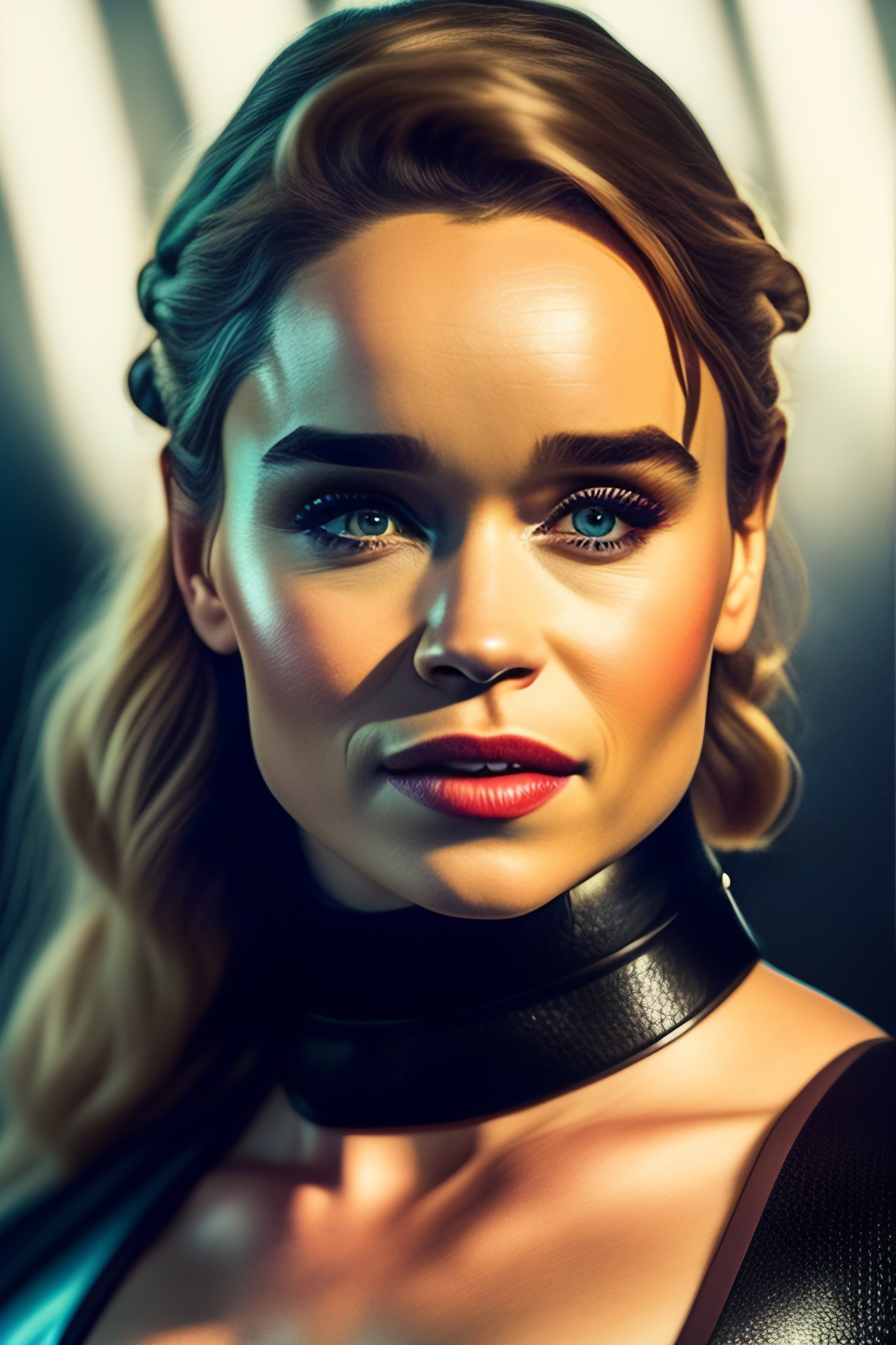 Lexica - Studio photo of Emilia Clarke as Sarah Connor,Kodak Ultra Max ...