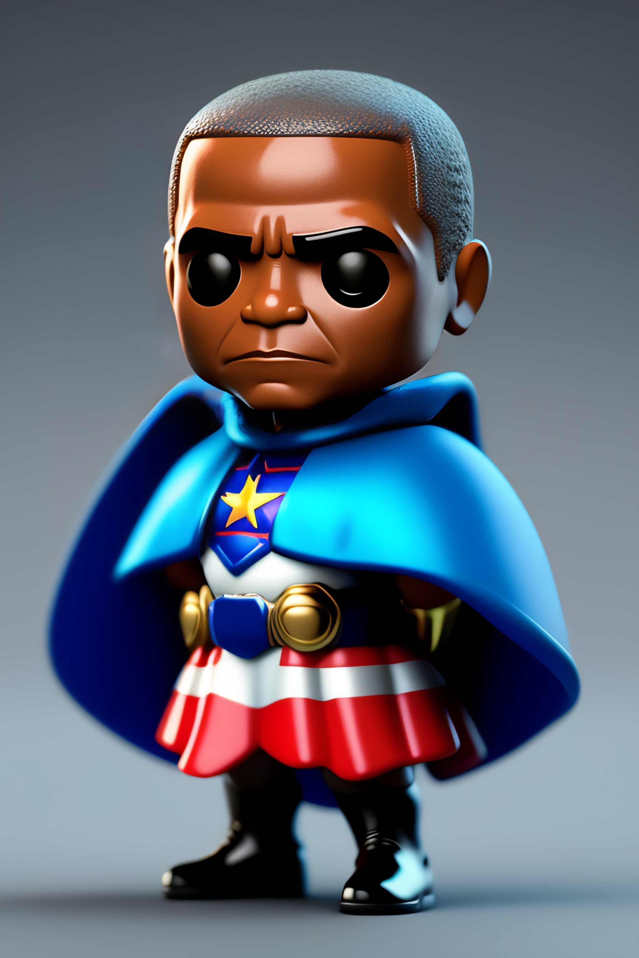 Lexica - 3d render of funko pop obama wearing a brazilian superhero cape